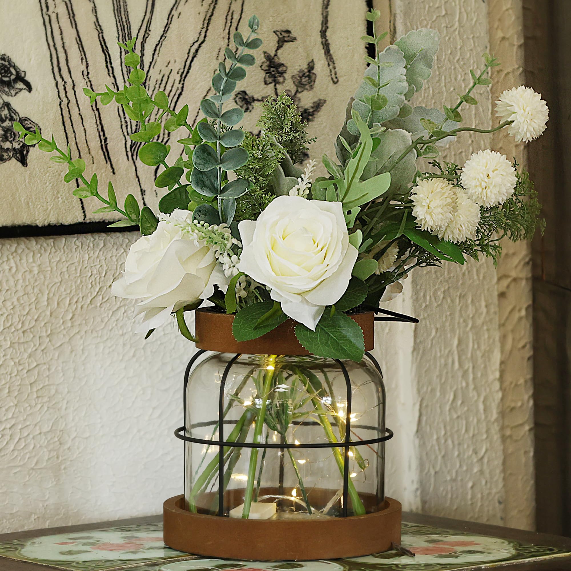 Amazon.com: Ronasip Farmhouse Vase Vintage Glass Vase Rustic Lantern ...