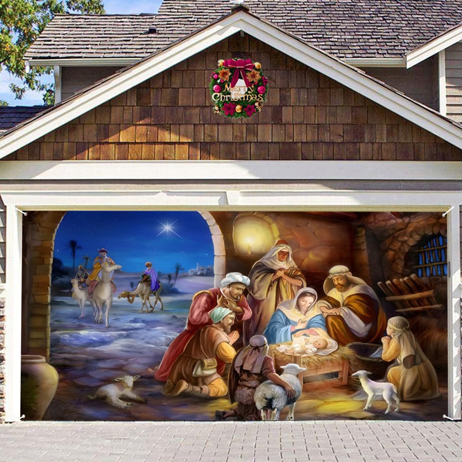 Amazon.com: Christmas Nativity Birth of Jesus Garage Door Decorations ...