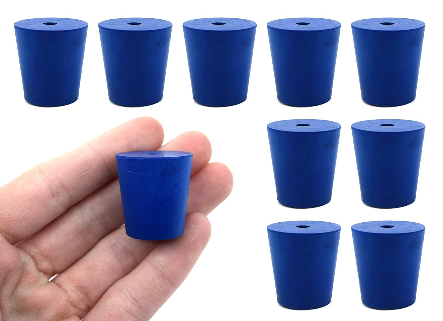 EISCO 10PK Neoprene Stoppers, 1 Hole - ASTM - Size: #3-18mm Bottom ...