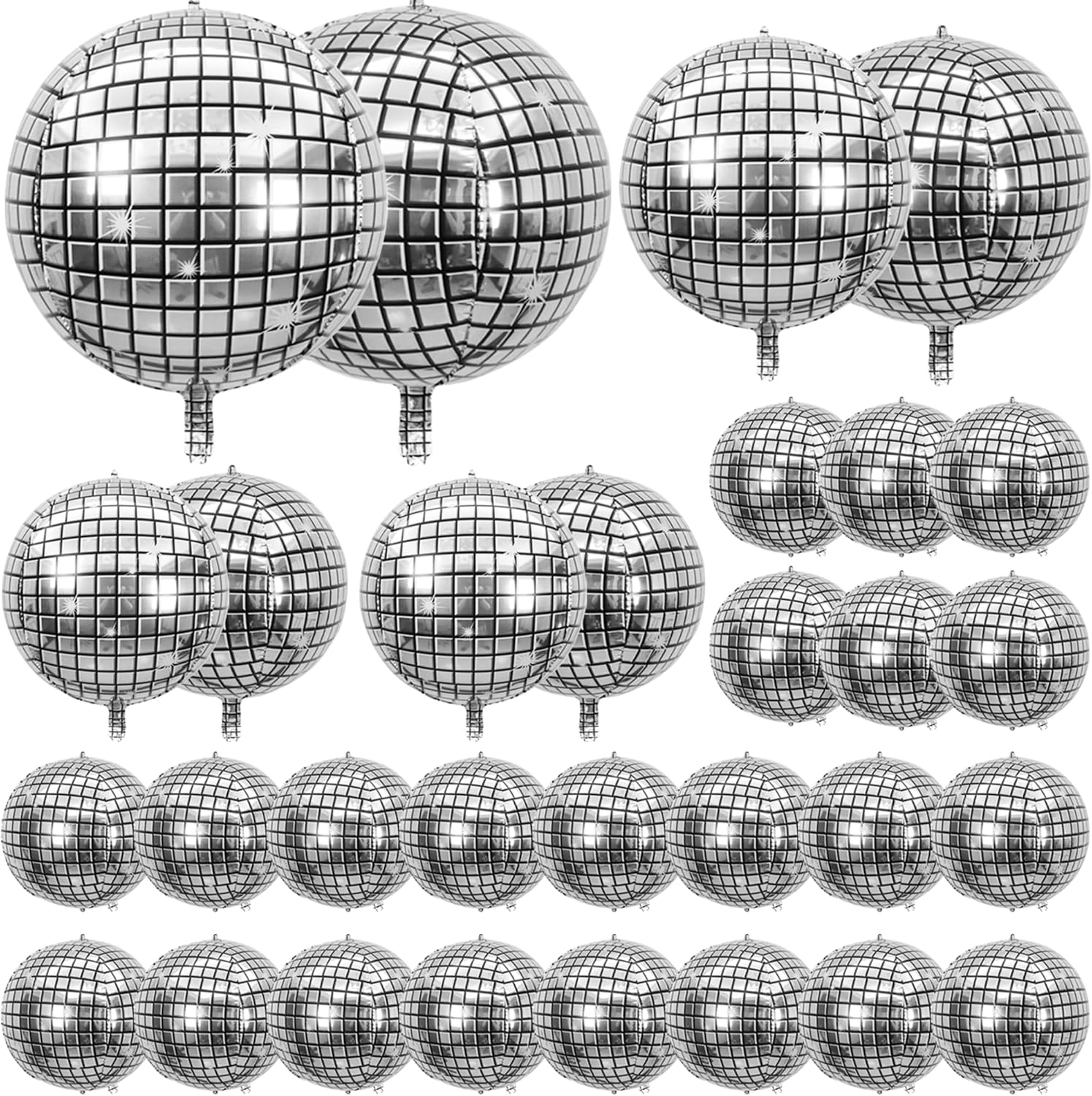 Amazon.com: 30 PCS Disco Ball Balloons Different Sizes- 4D Large Disco ...
