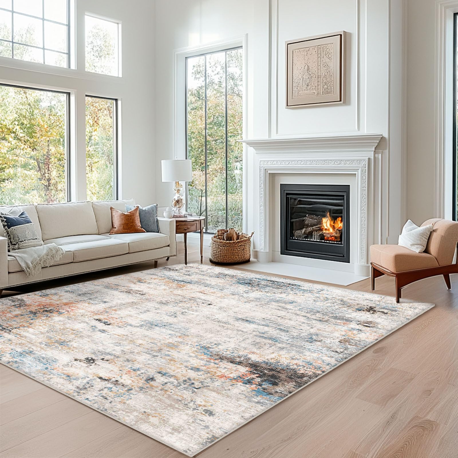 Amazon.com: YURELON Modern Abstract Rugs Non-Slip Stain Resistant Area ...