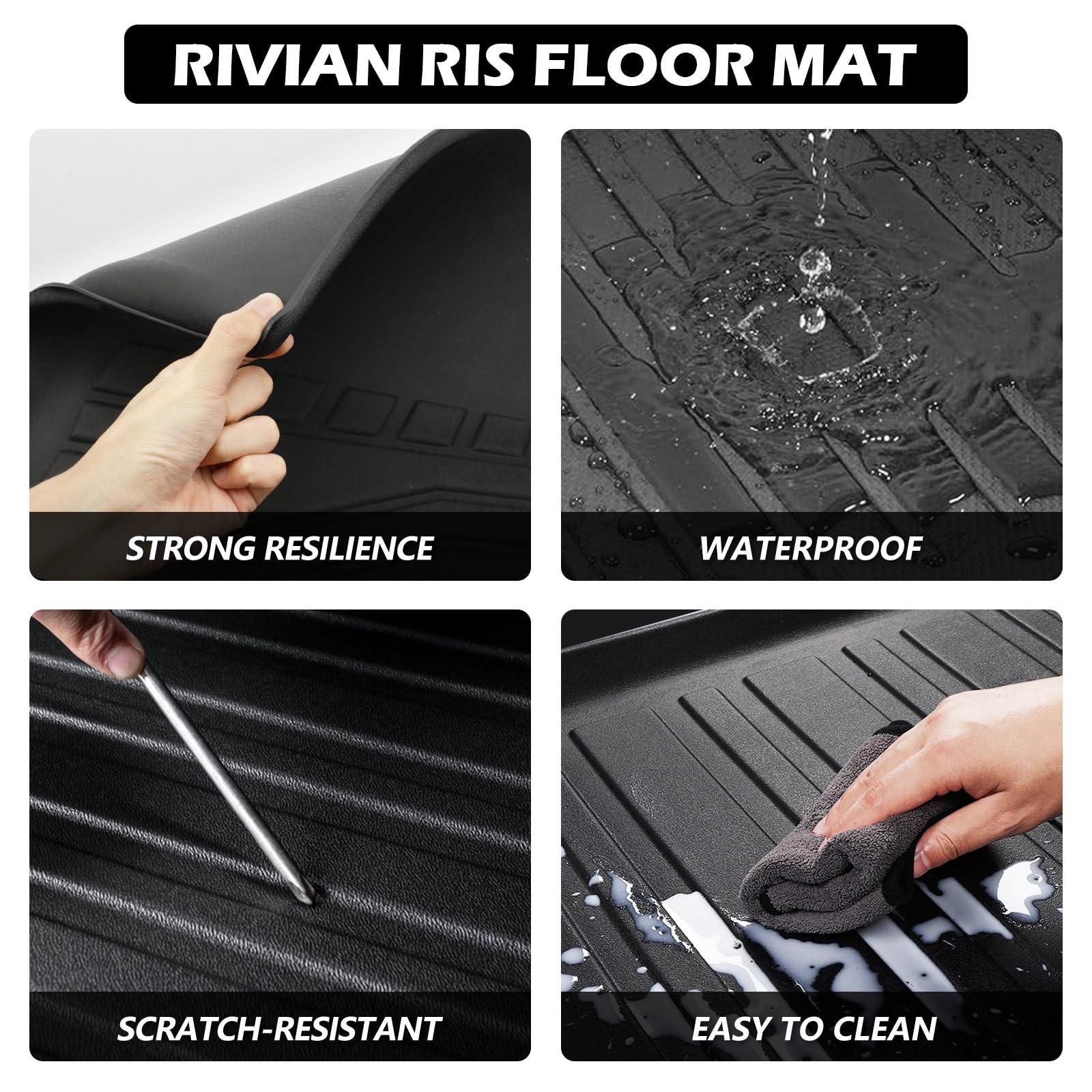 Floor Mats for R1S 2022 2023 2024, All Weather Protection Waterproof 3D Floor Mat Compatible ...