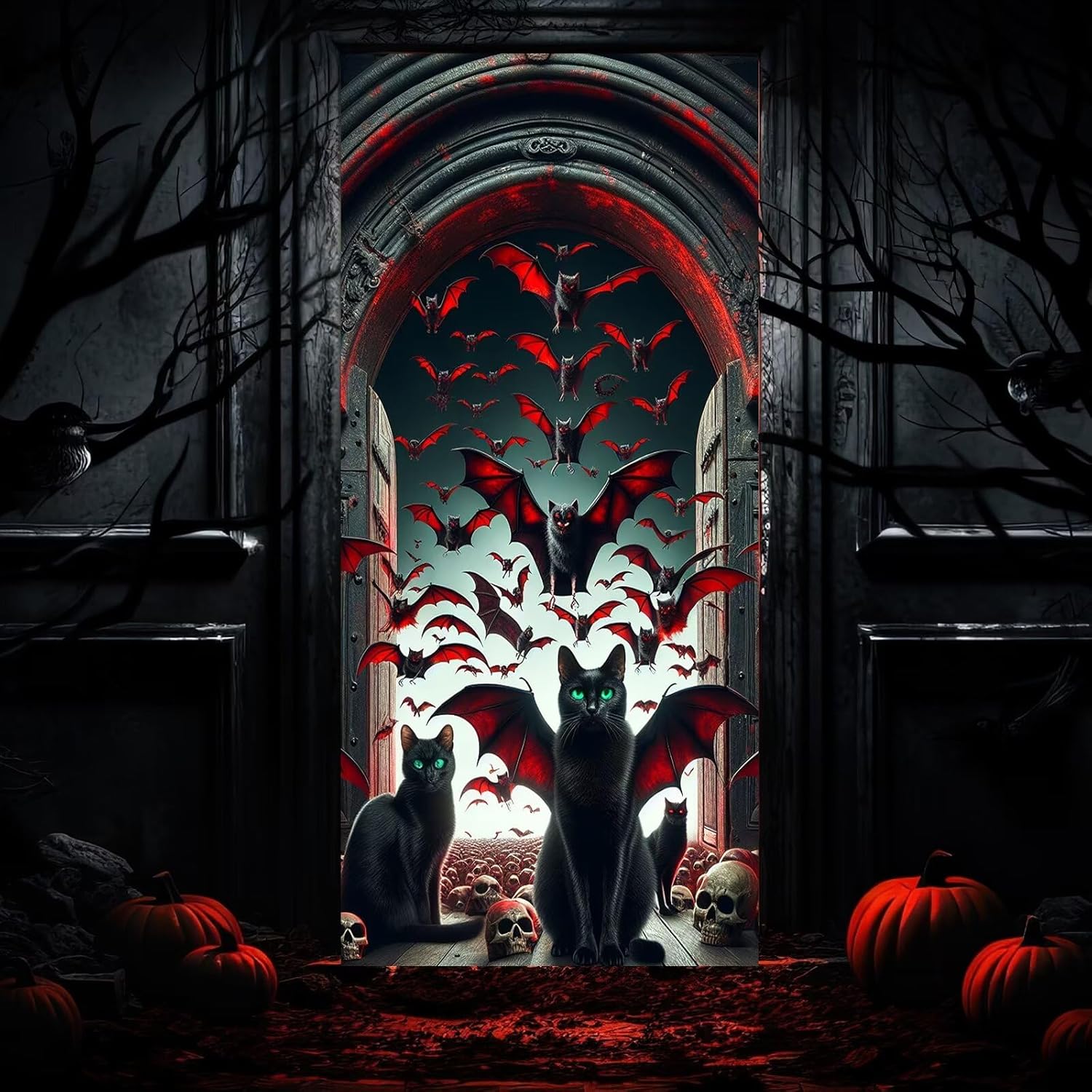 Amazon.com: Door Cover Decorations, Scary Halloween Front Banner ...