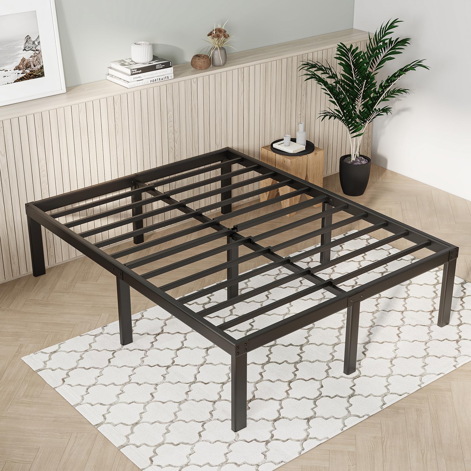Amazon.com: Sweetcrispy Bed Frame Full - No Box Spring Needed Heavy ...