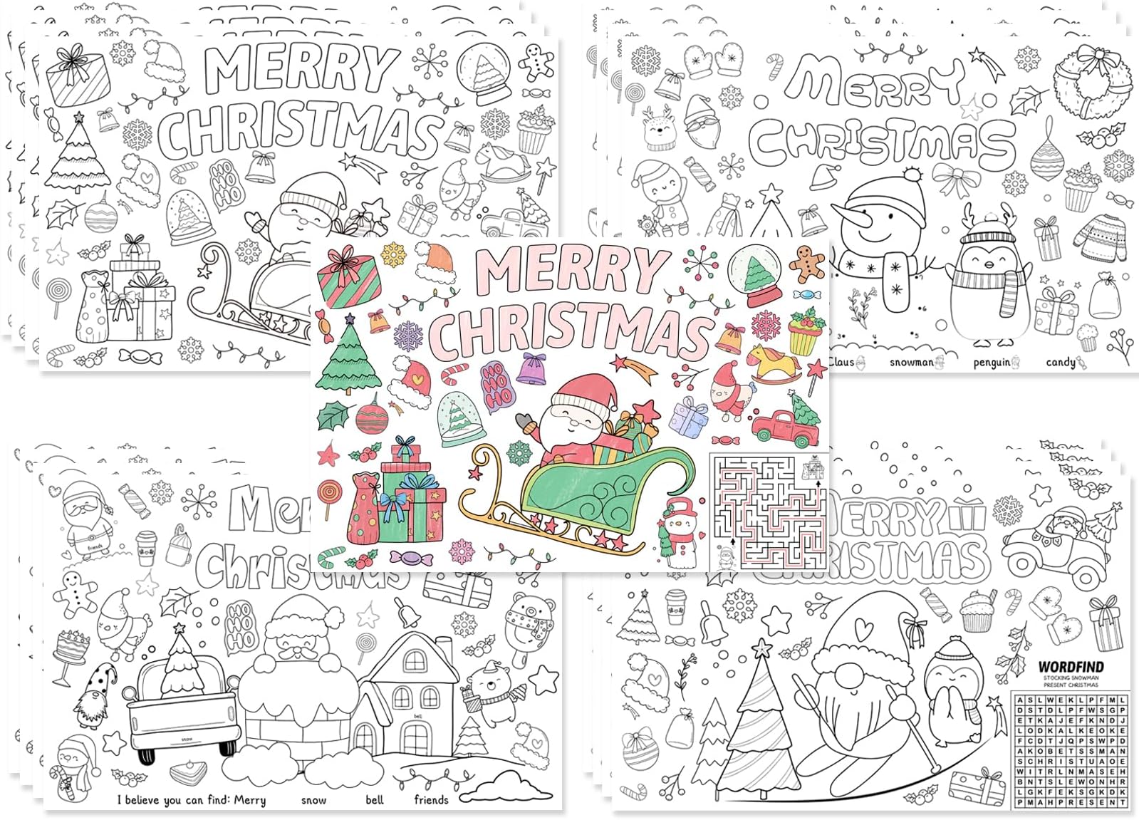 Amazon.com: Gift Boutique Disposable Christmas Place Mats for Kids 50 ...