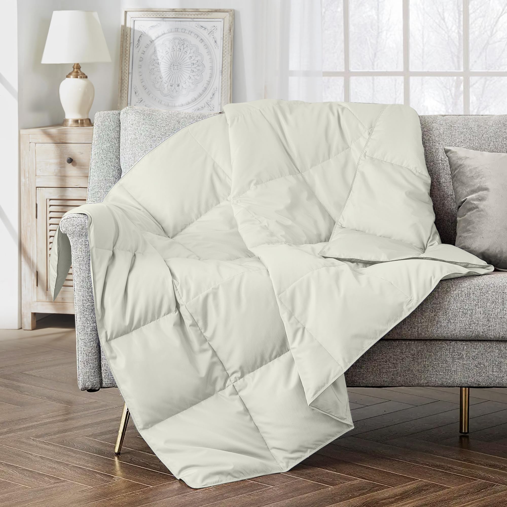 Amazon.com: puredown® Soft Feather Down Throw Blanket Lightweight ...