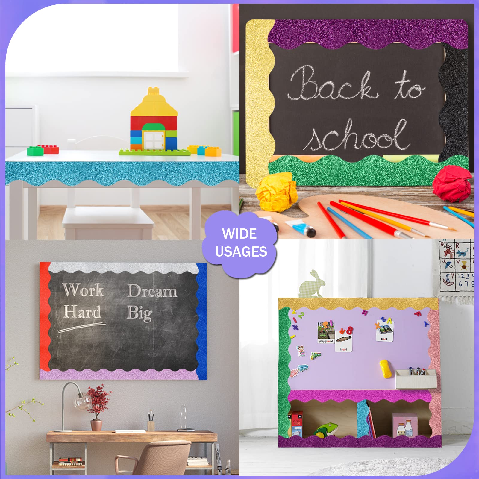 Snapklik.com : 160 Feet Glitter Bulletin Board Border Shiny Scalloped ...