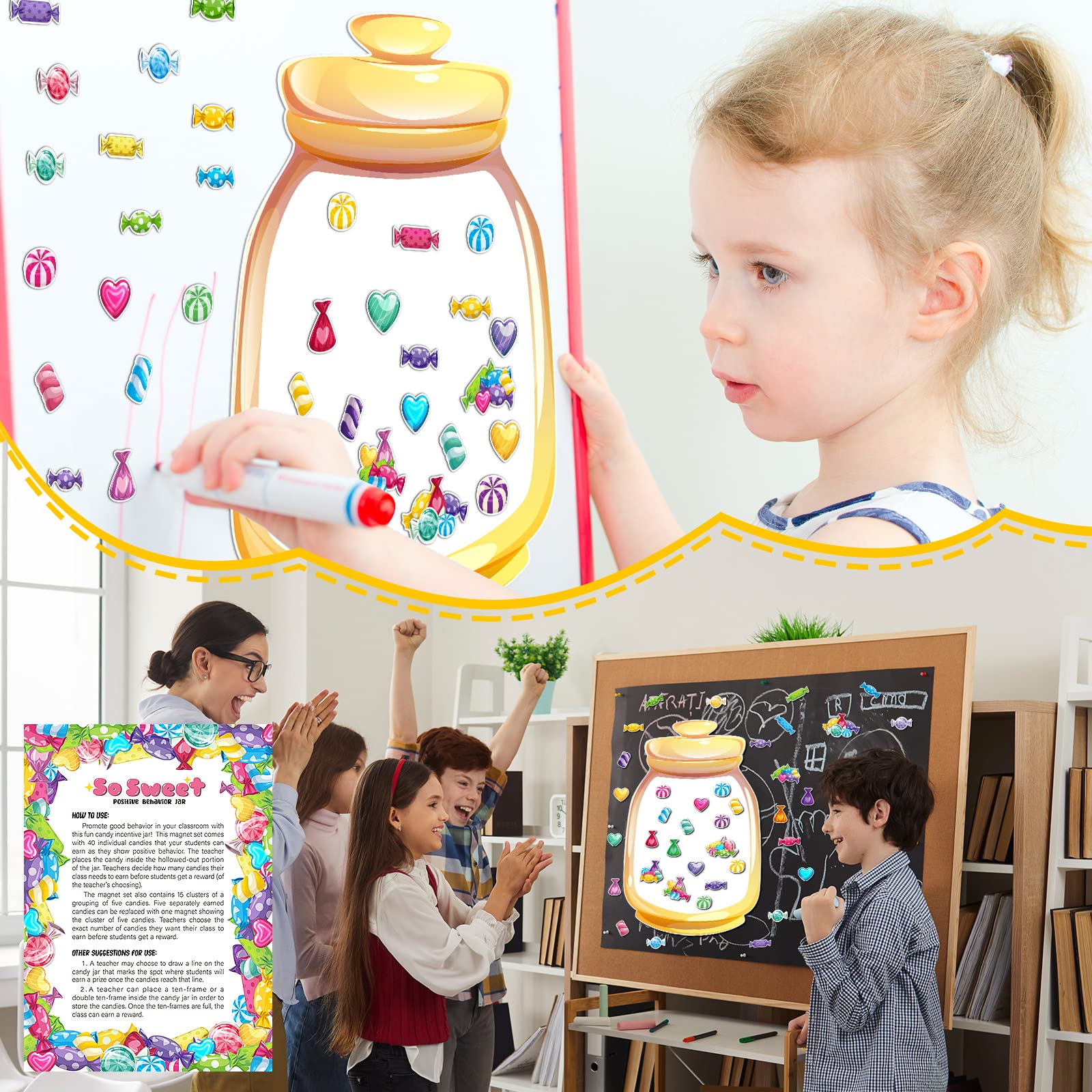 Snapklik.com : 57 Pcs Magnetic Reward Jar Classroom Behavior Management ...