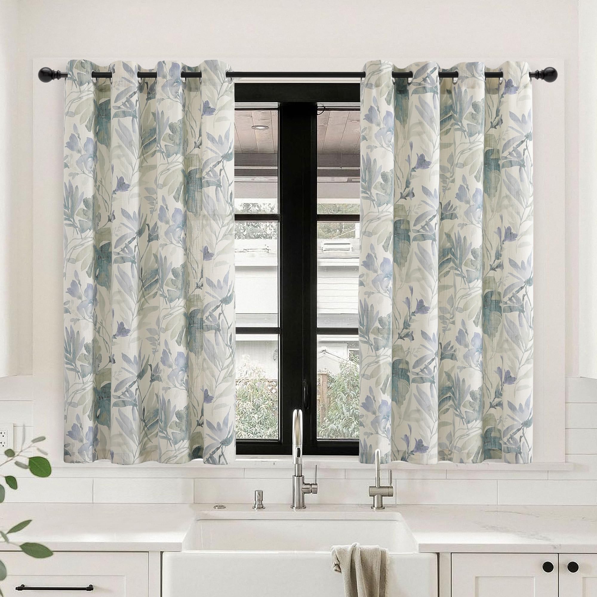 Amazon.com: MYSKY HOME Kitchen Curtains 54 inches Long Semi Sheer ...