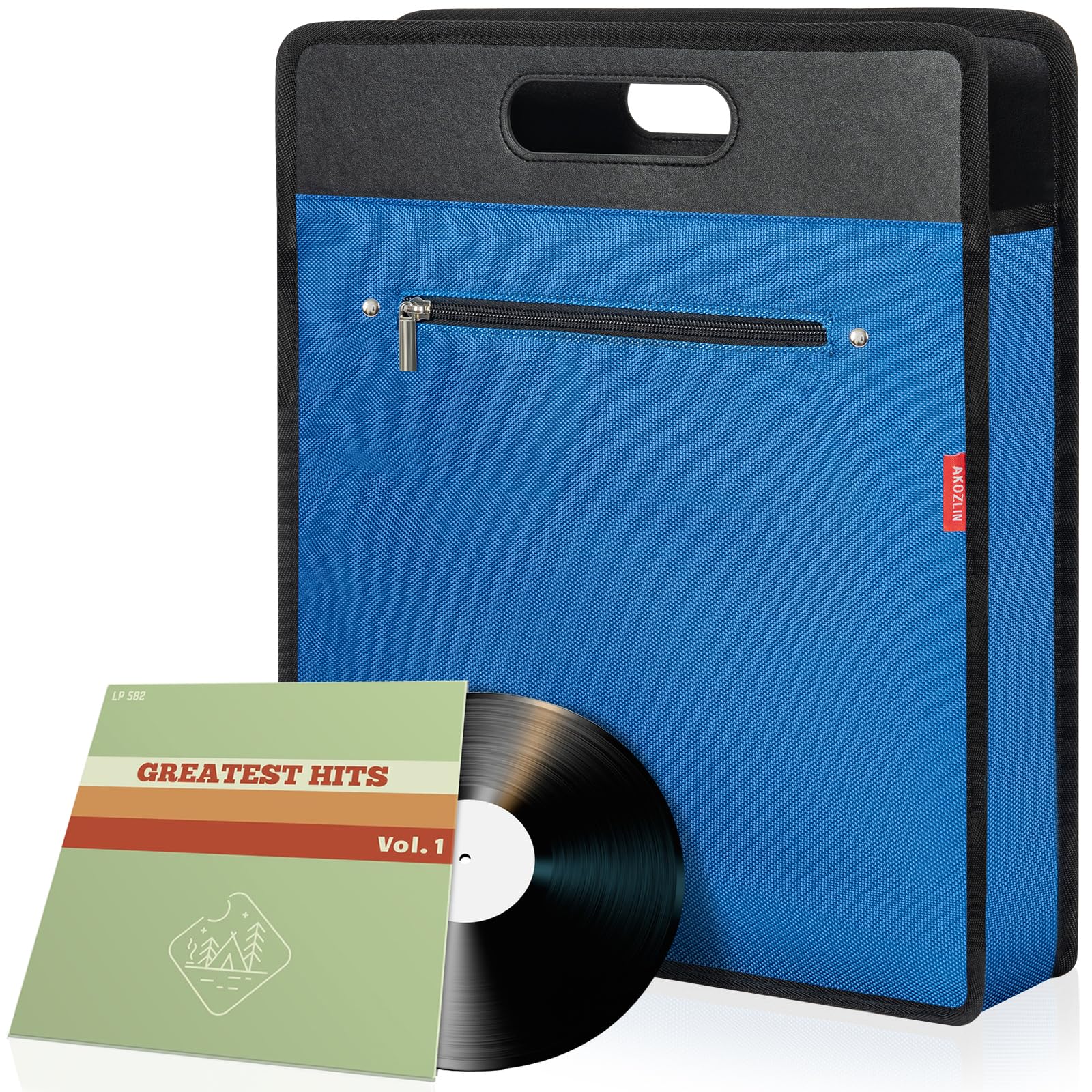 Amazon.com: AKOZLIN Vinyl Record Travel Carrying Bag,LP Records Durable ...
