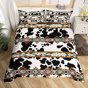 Erosebridal Cowhide Comforter Cover Black and White Highland Cow Print Duvet Cover,Western ...