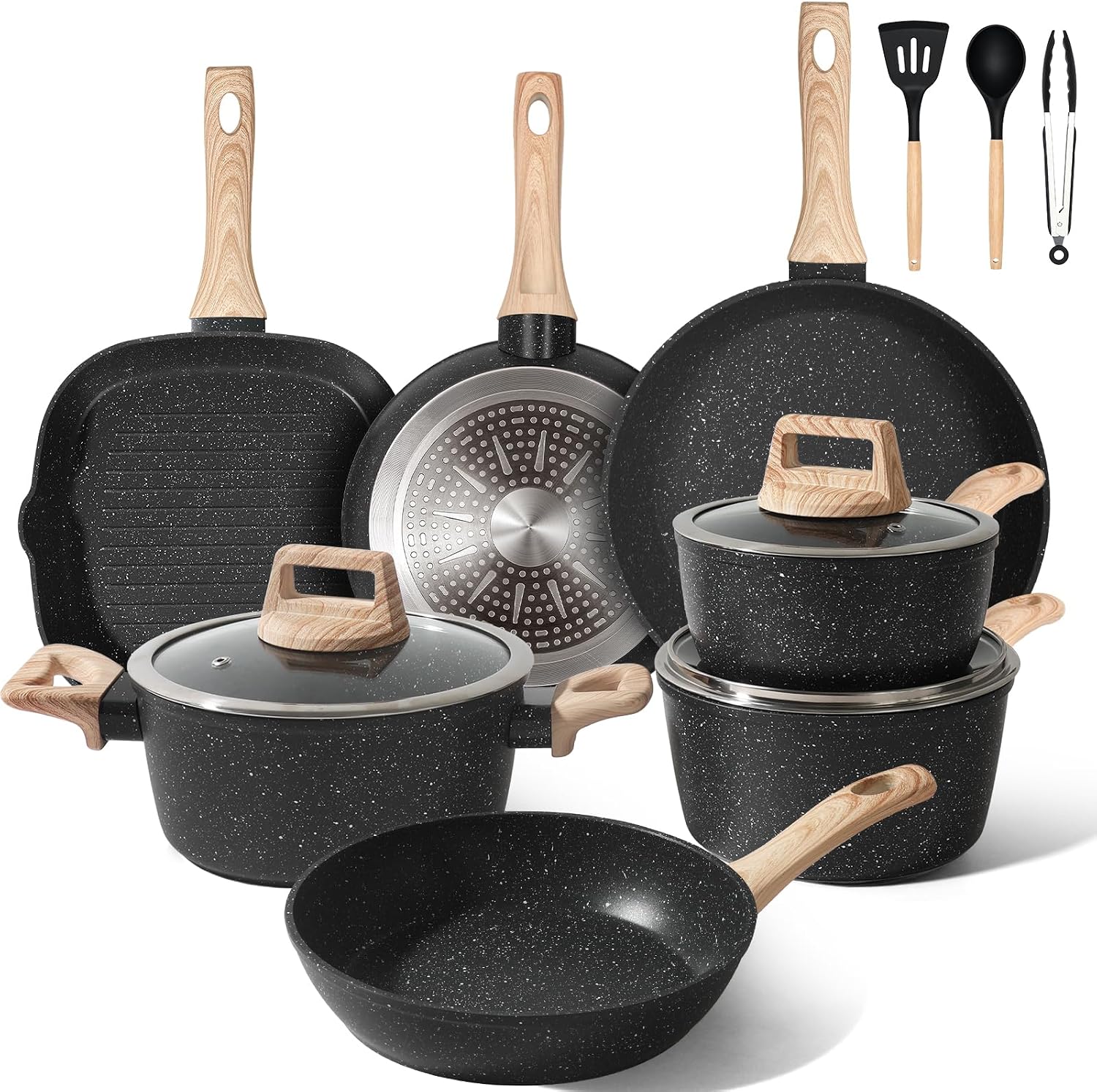 GMISUN Pots and Pans Sets Non Stick, 13pcs Saucepans and Flying Pans ...