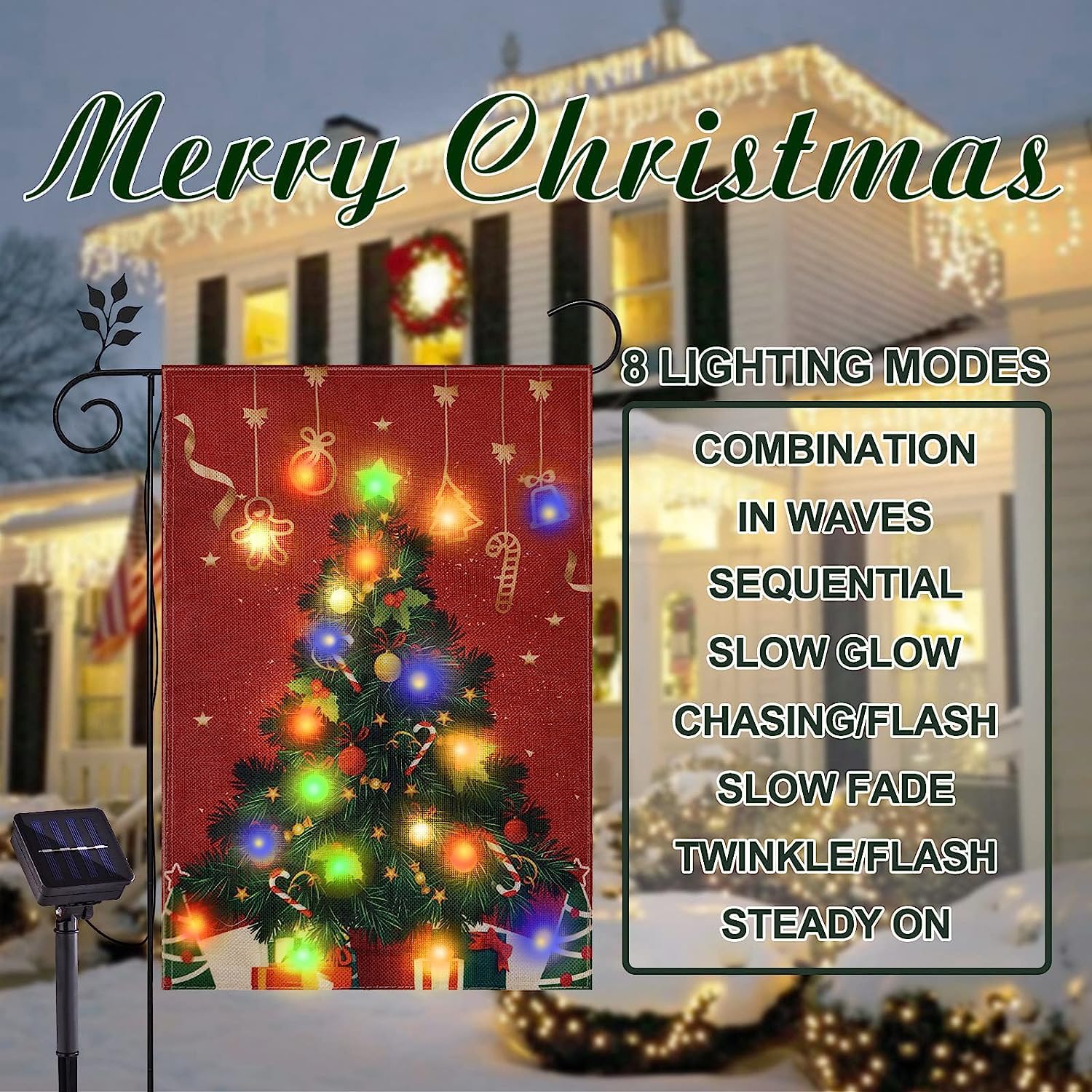 Large Christmas Yard Flags Lighted Christmas Garden Flag Battery