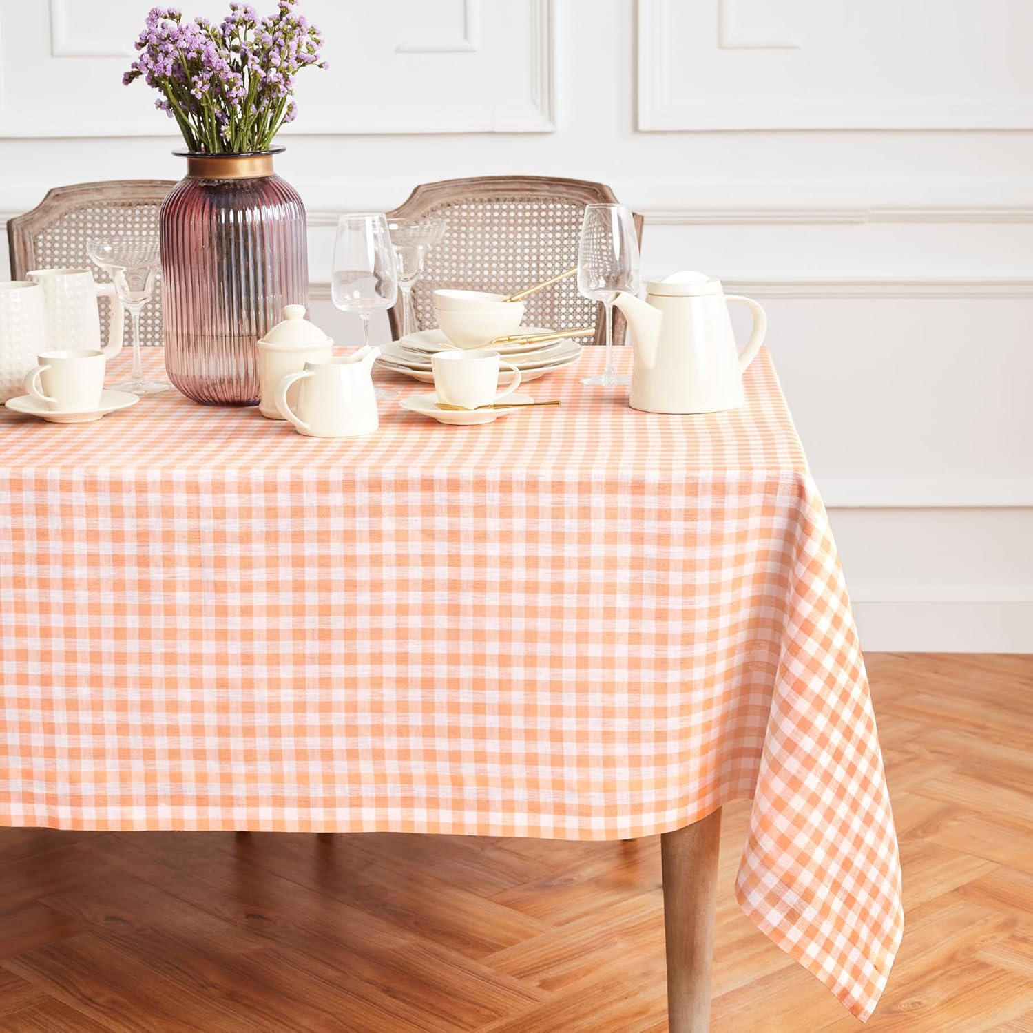 Amazon.com: Solino Home Linen Gingham Tablecloth 60 x 108 Inch - 100% ...