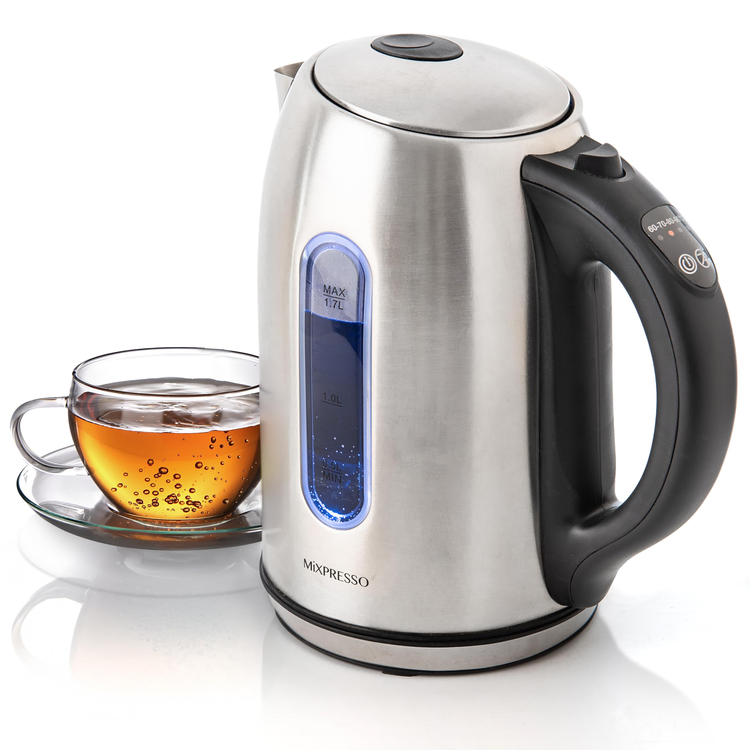Amazon.com: Mixpresso Stainless Steel Electric Kettle, Cordless 1.7L ...