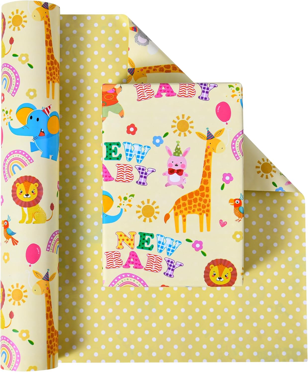 Amazon.com: Sikiweiter Baby Shower Wrapping Paper - Mini Roll-17 Inch X ...