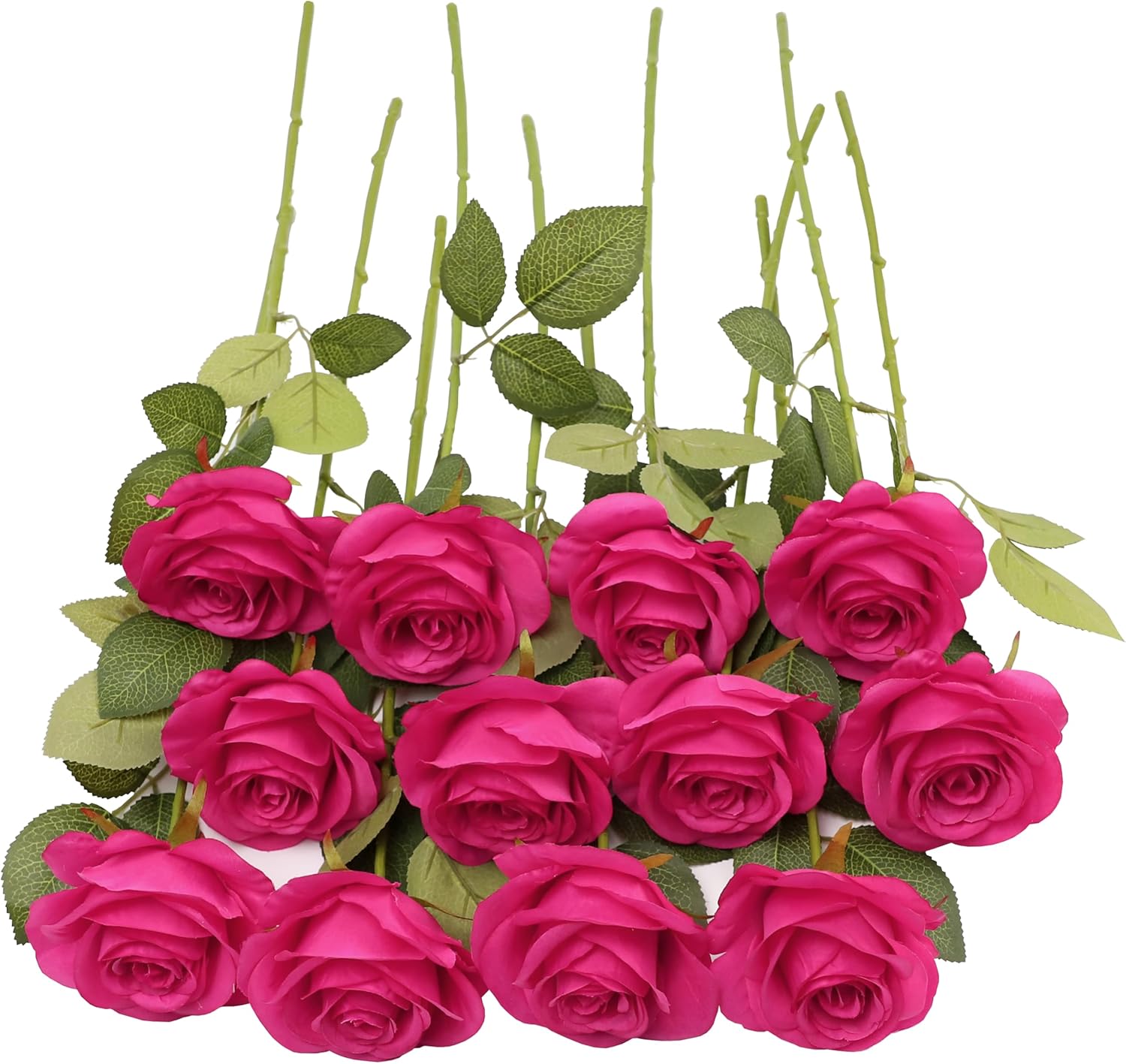 Amazon.com: JUSMAI 12pcs Roses Artificial Flowers Real Touch Fake ...