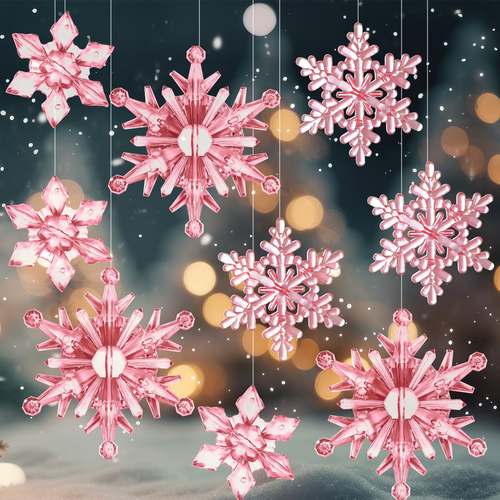 Amazon.com: Soaoo 150 Pcs Christmas Acrylic Snowflake Ornaments Crystal ...