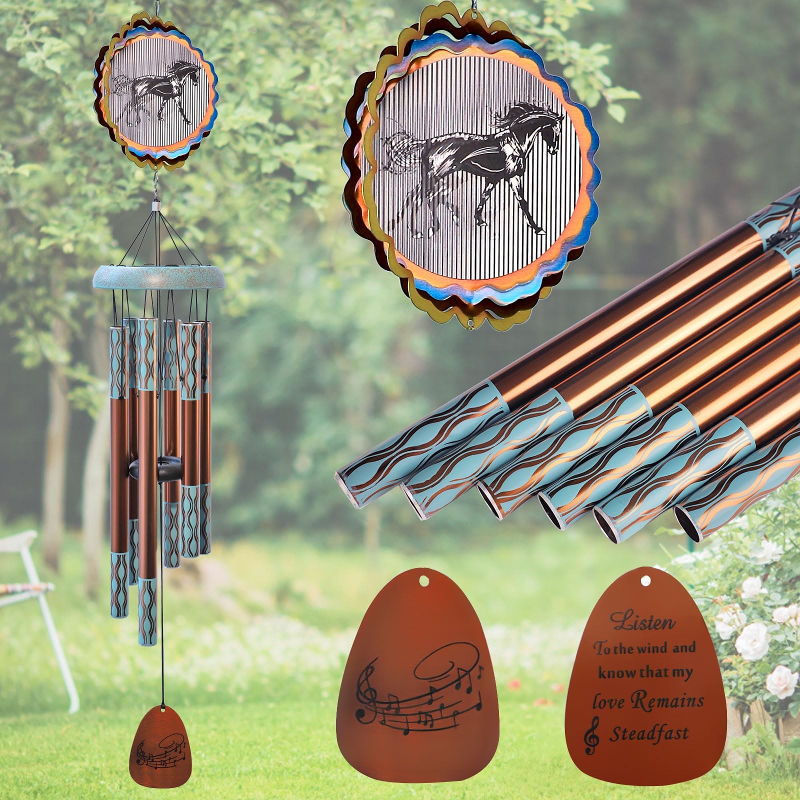 Amazon.com : Sunset Vista Designs Farm Fresh Wind Chime, 40-Inch, Horse ...
