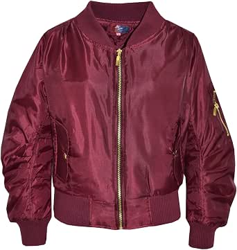 Amazon.com: Kids Jacket Girls Boys Ruch Sleeves Bomber Padded Zip Up ...