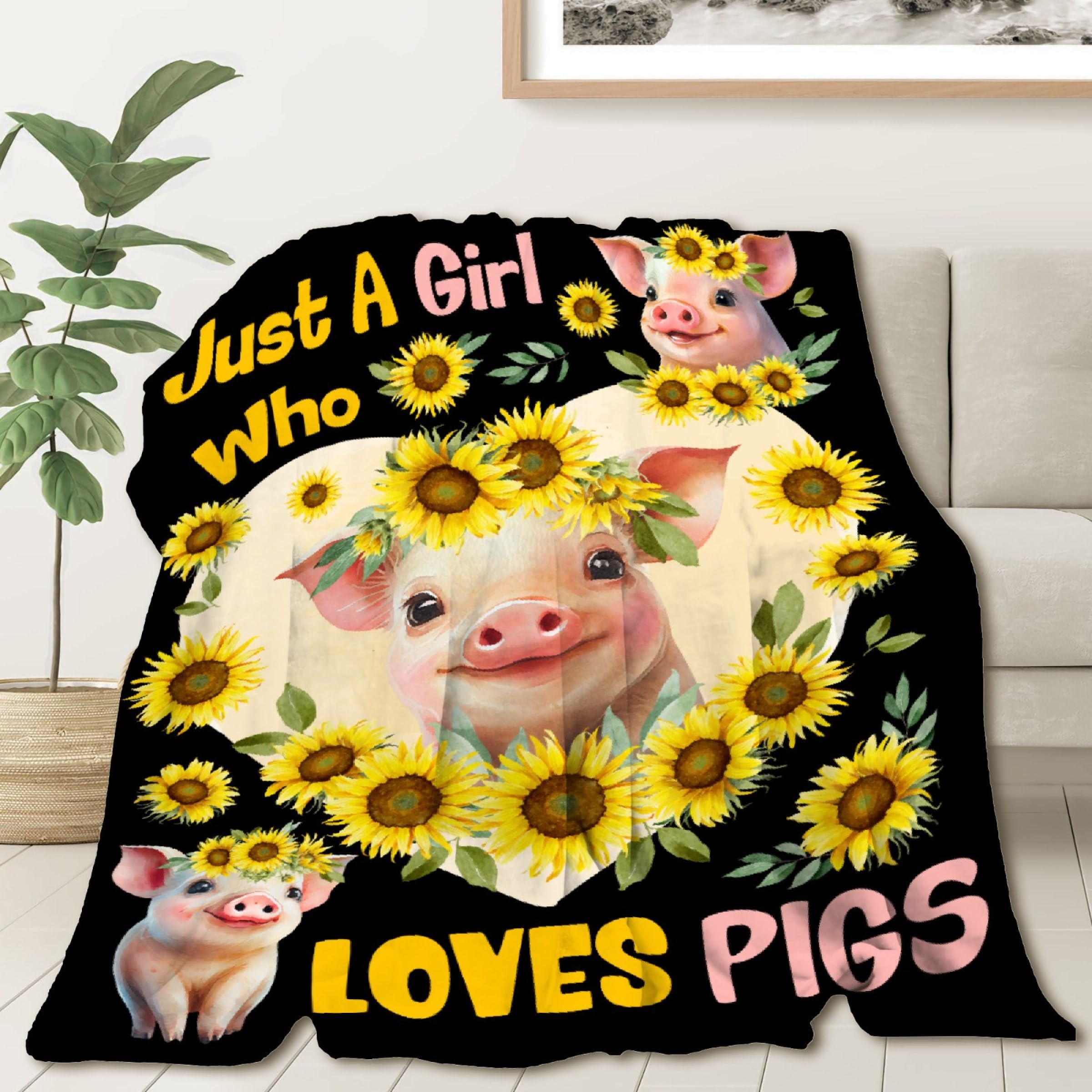 Amazon.com: Khumbhira Pig Gifts for Women Girls Pig Blanket Sunflower ...