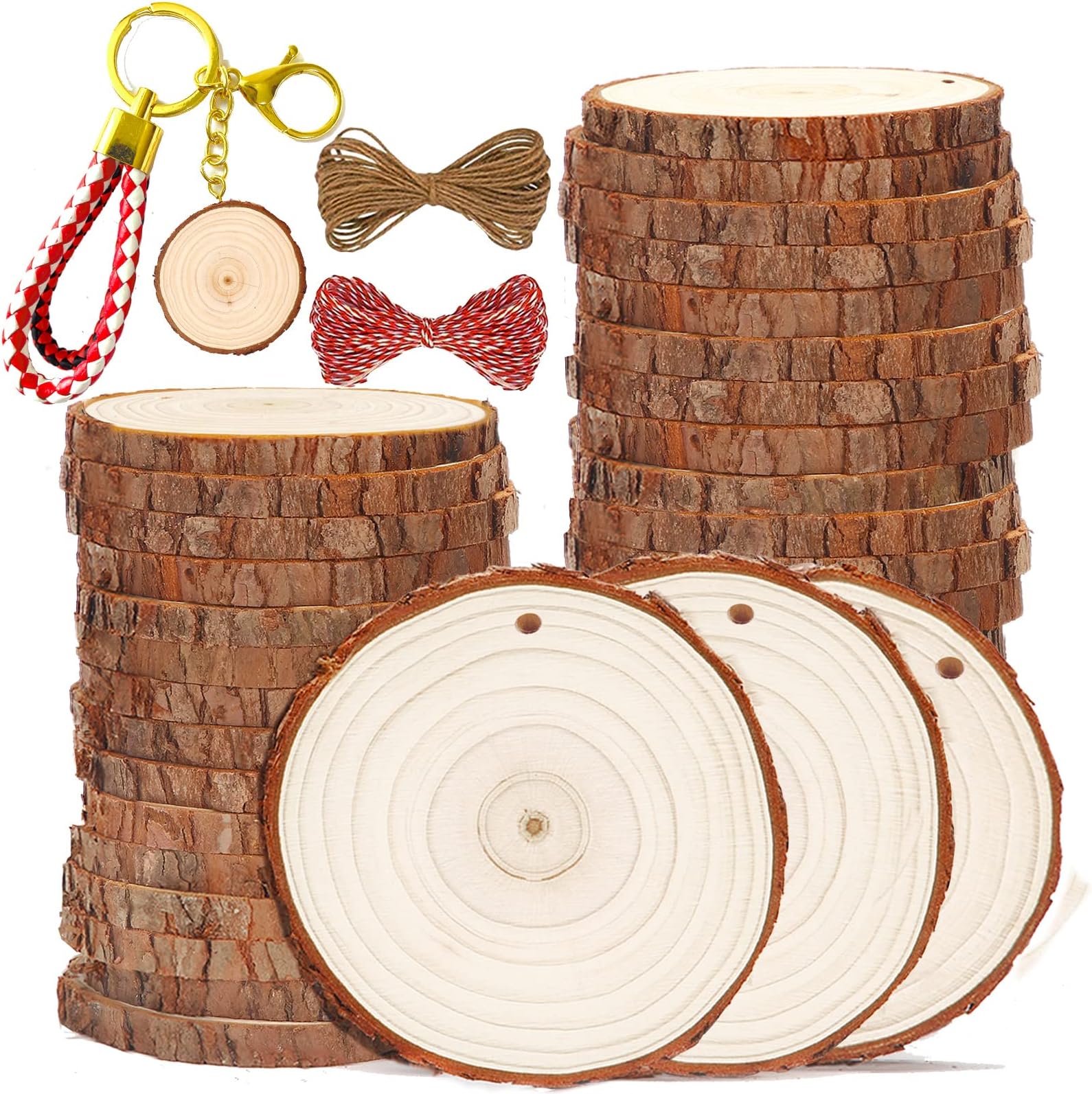 Amazon.com: Unfinished Natural Wooden Slices 3.2-4 Inch Wood Circles ...