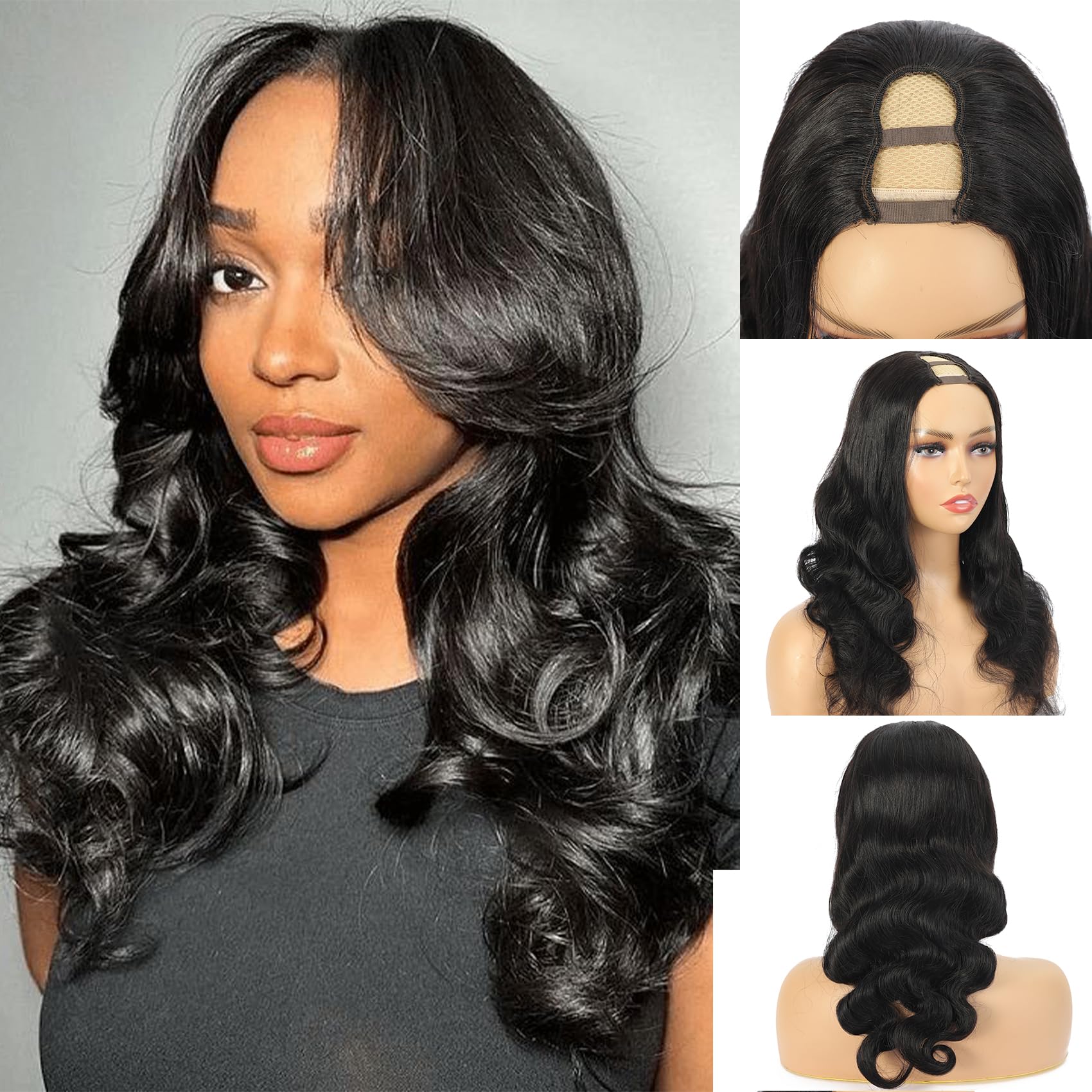 Amazon.com : U Part Human Hair Wig Body Wave Brazilian Virgin Hair ...