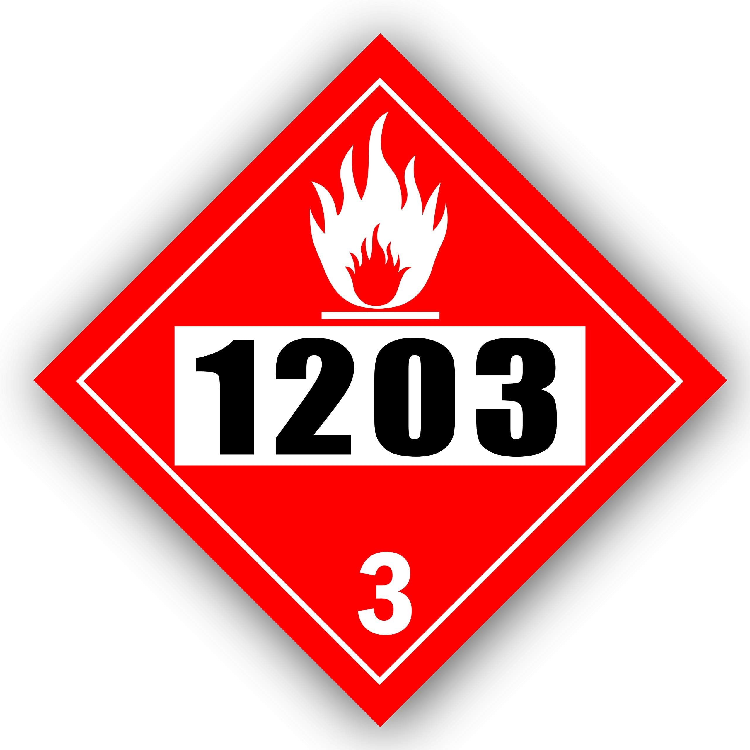 Amazon.com: 1203 Placard DOT Hazardous Chemical 4 Digit UN Number Sign ...