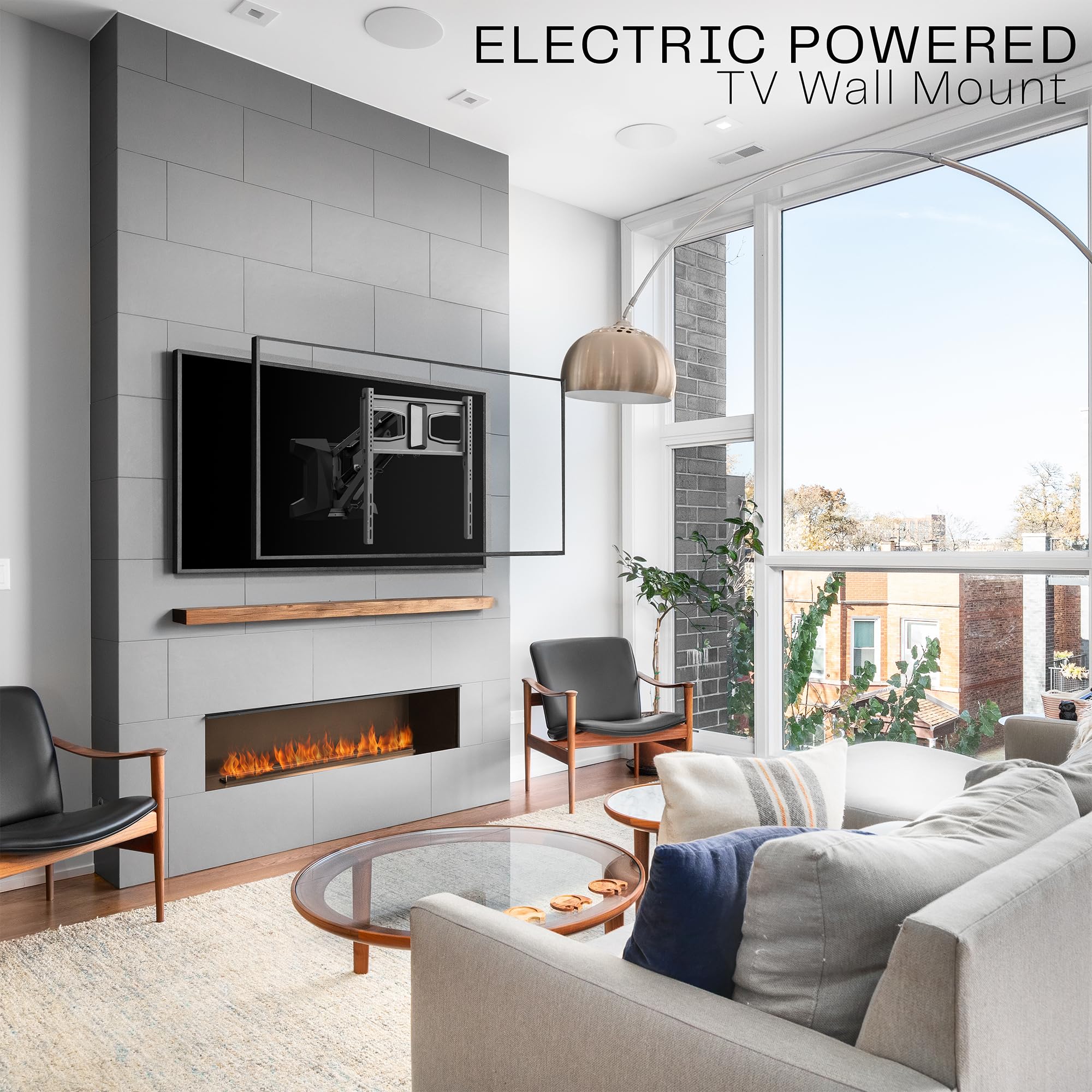 Snapklik.com : VIVO Motorized Fireplace TV Wall Mount For 37 To 70 Inch Screen Up To 77 Lbs