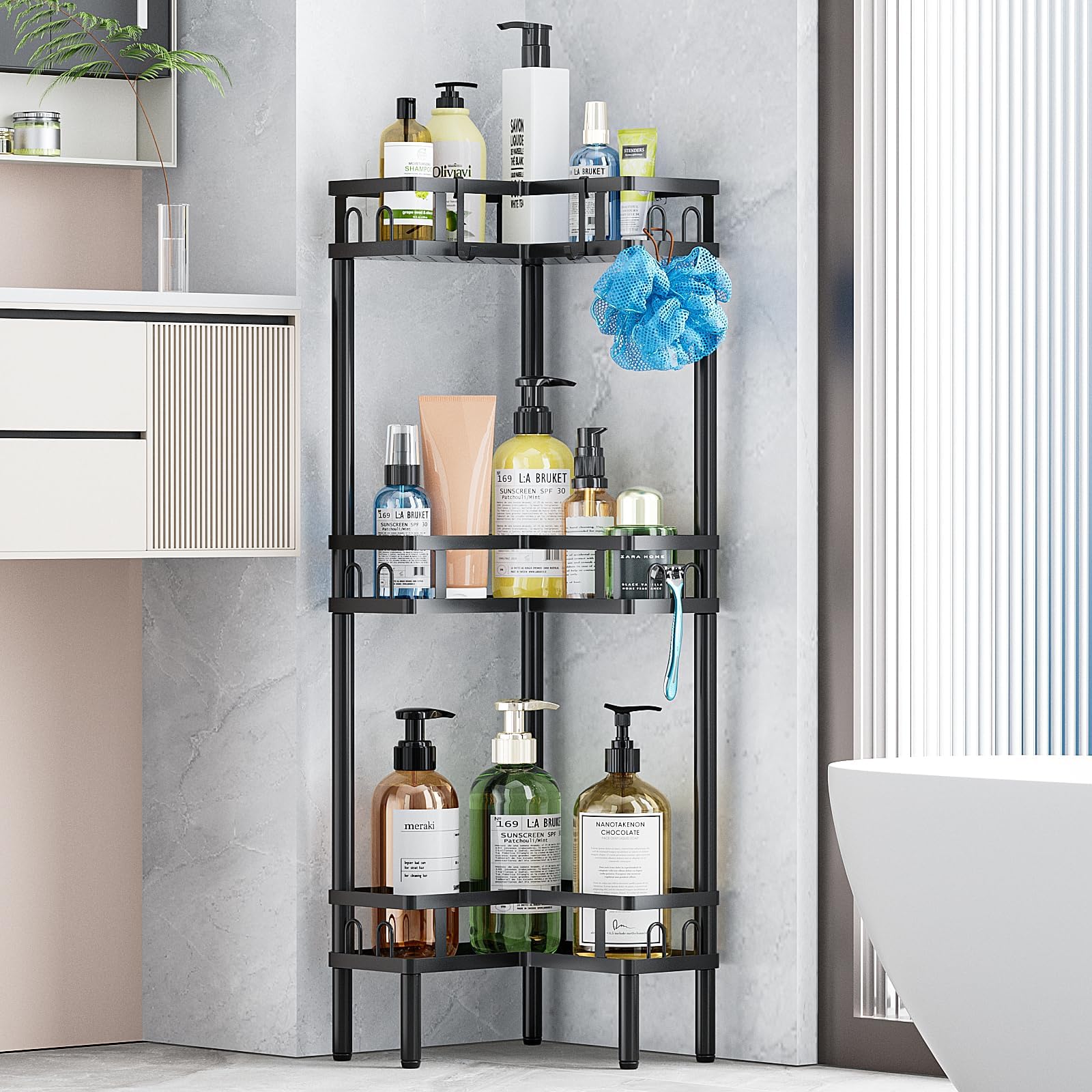 Amazon.com: Kufutee Standing Shower Caddy Corner, Rustproof Metal ...