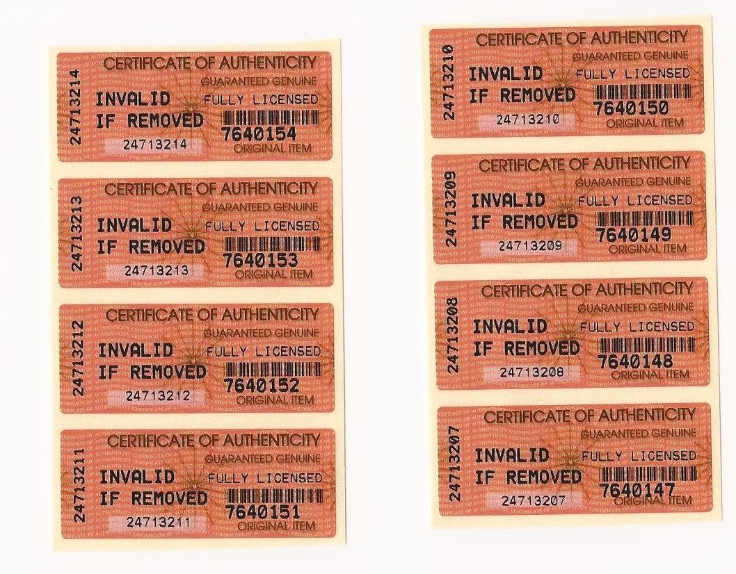 Amazon.com : Certificate of Authenticity COA Security Labels / Stickers ...