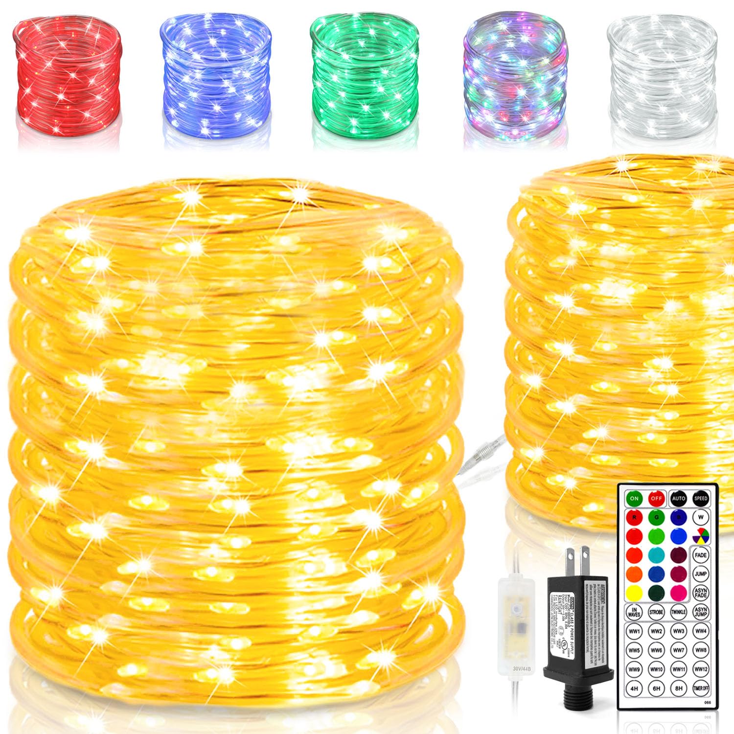 Amazon.com: 80Ft Rope Lights, Warm White with 16 Colors 240LEDs Outdoor ...
