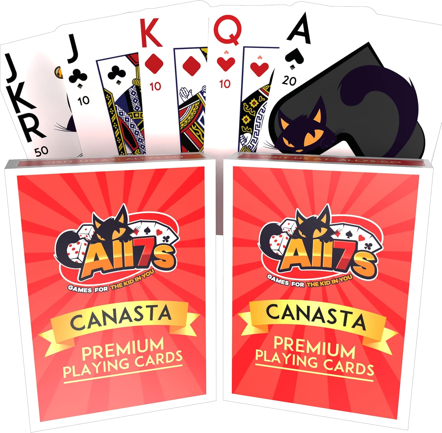 All7s Canasta Set of 2 Decks | Playing Cards With Point Values | Large ...