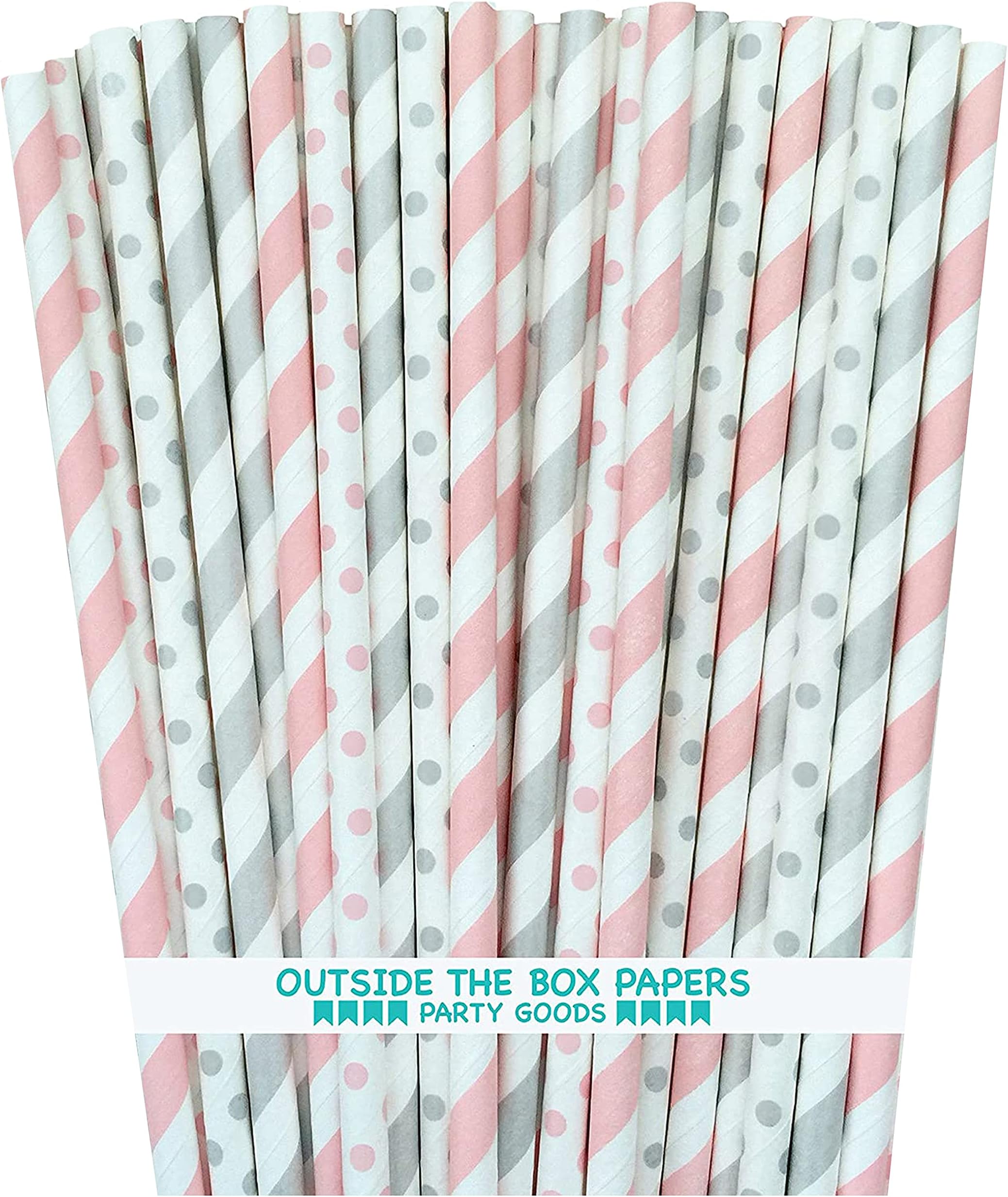 Amazon.com: Stripe Paper Straws - Light Blue and White Straws - 7.75 ...