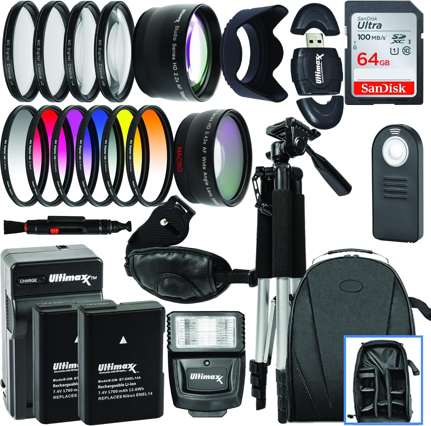 Amazon.com : Giant All You Need Accessory KIT for Nikon D3100 D3200 ...