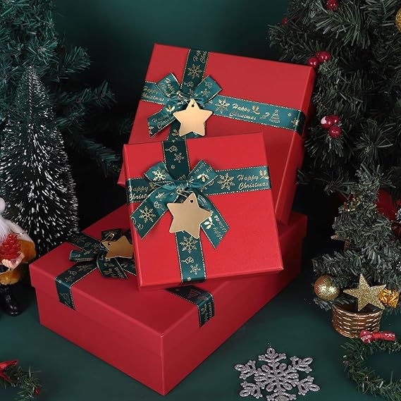 3 Pack Gift Boxes for Christmas Rigid Gift Box with Lid 3 Different ...