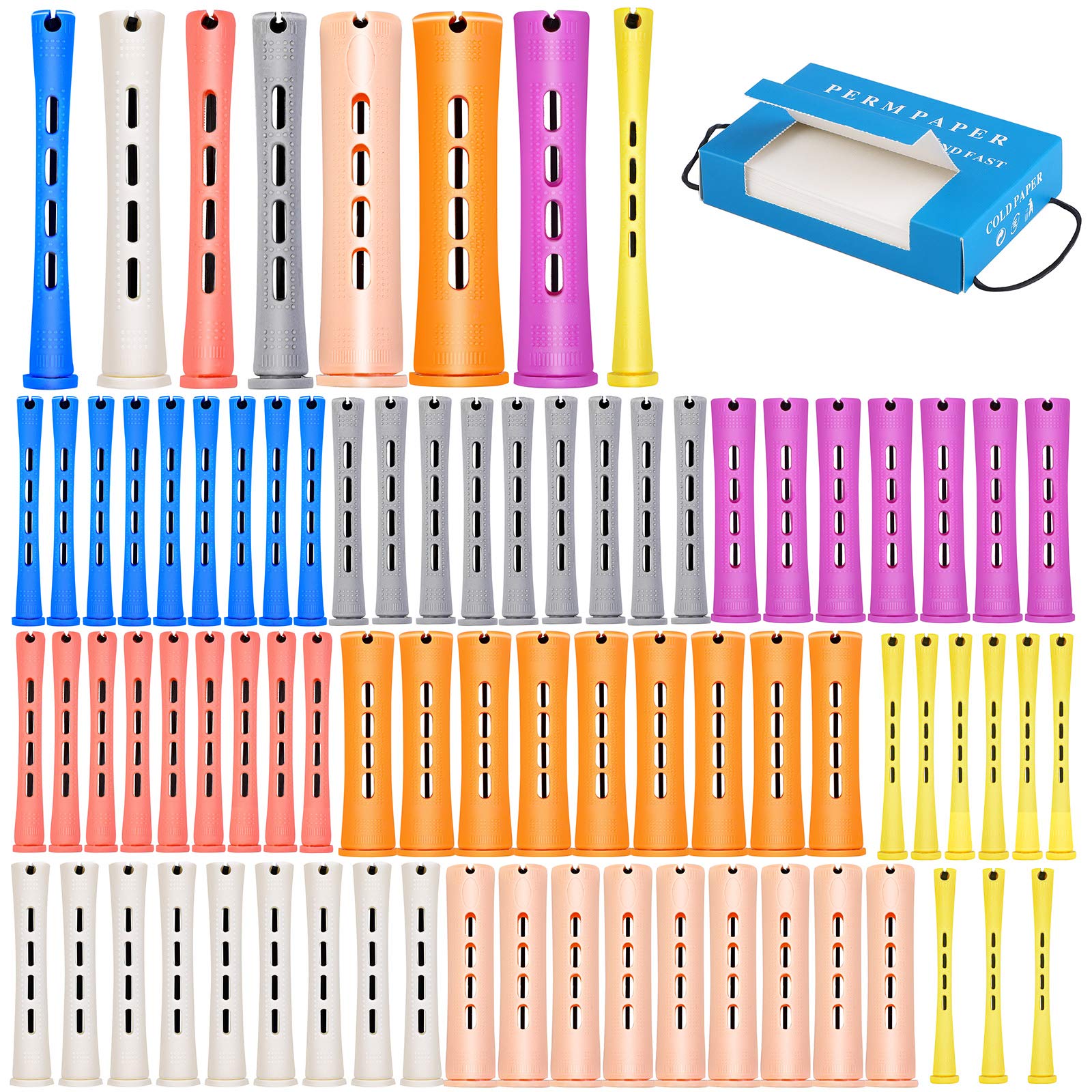 Elcoho 80 Pieces Multicolor Hair Perm Rods, Curler Perm Rods Cold Wave ...