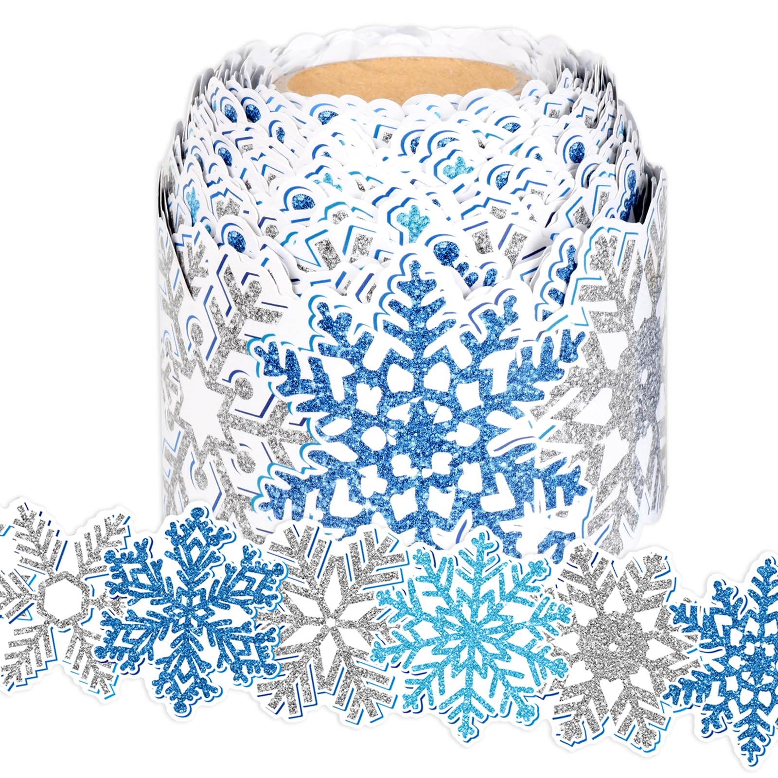 Snapklik.com : Snowflake Bulletin Board Border, 65.6Ft Winter Snowflake ...