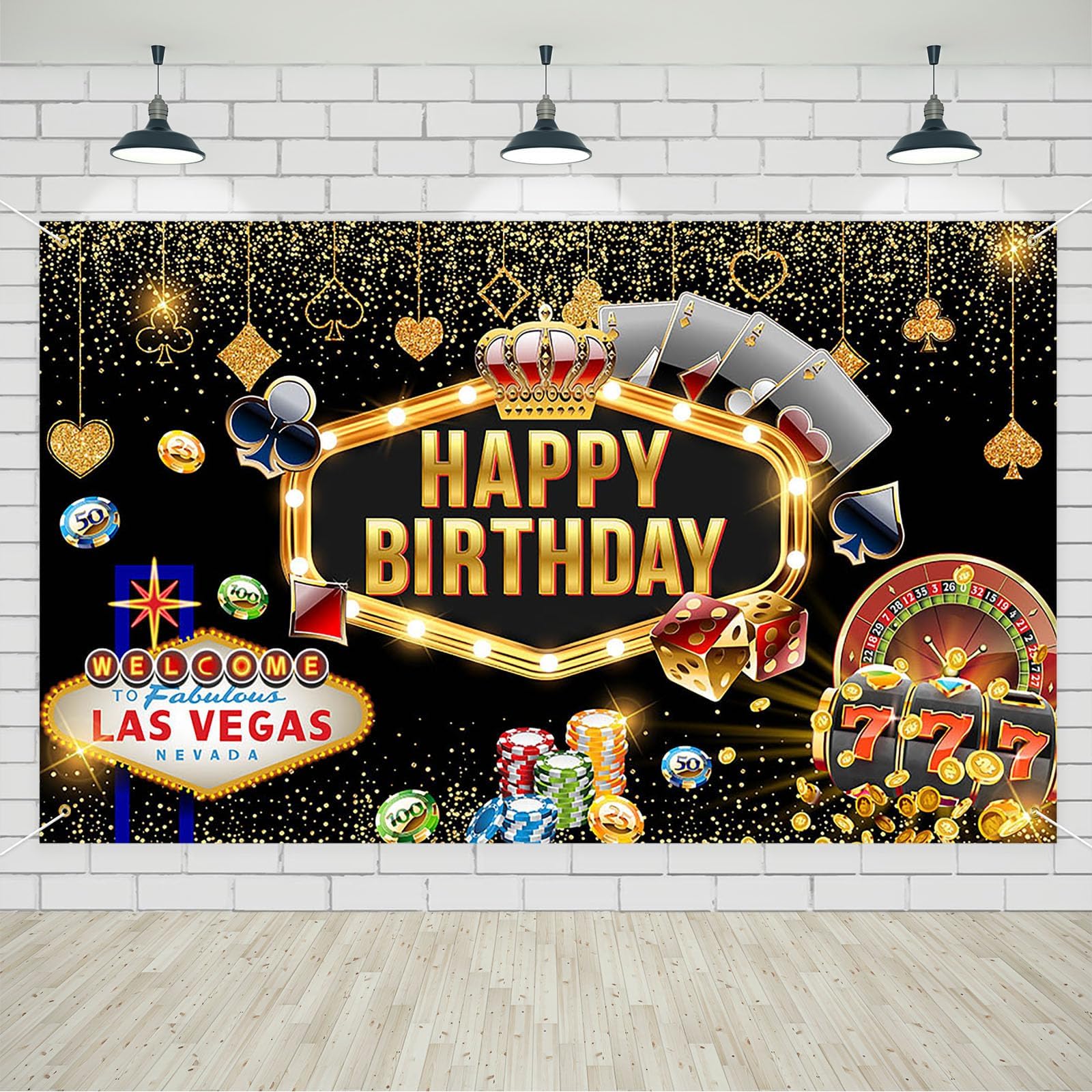 Amazon.com : Sensfun Casino Birthday Backdrop Las Vegas Casino Night ...