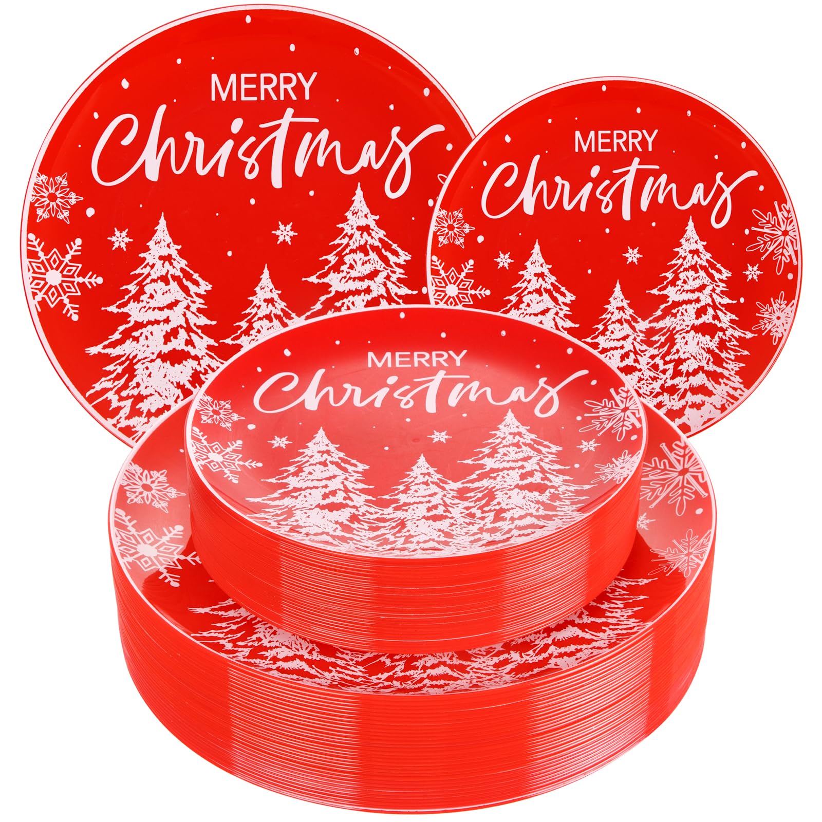 Amazon.com: Supernal 60pcs Christmas Plastic Plates Disposable - Red ...