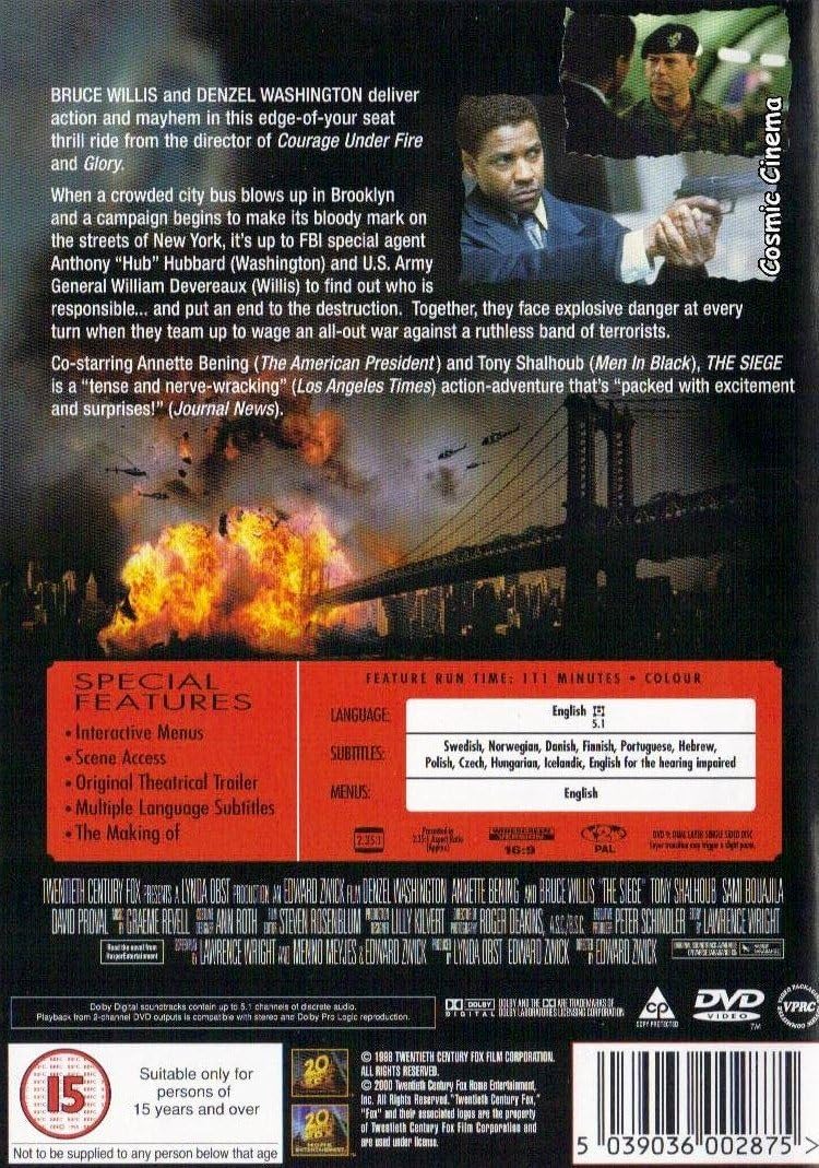 The Siege [DVD]: Amazon.co.uk: Denzel Washington, Annette Bening, Bruce ...