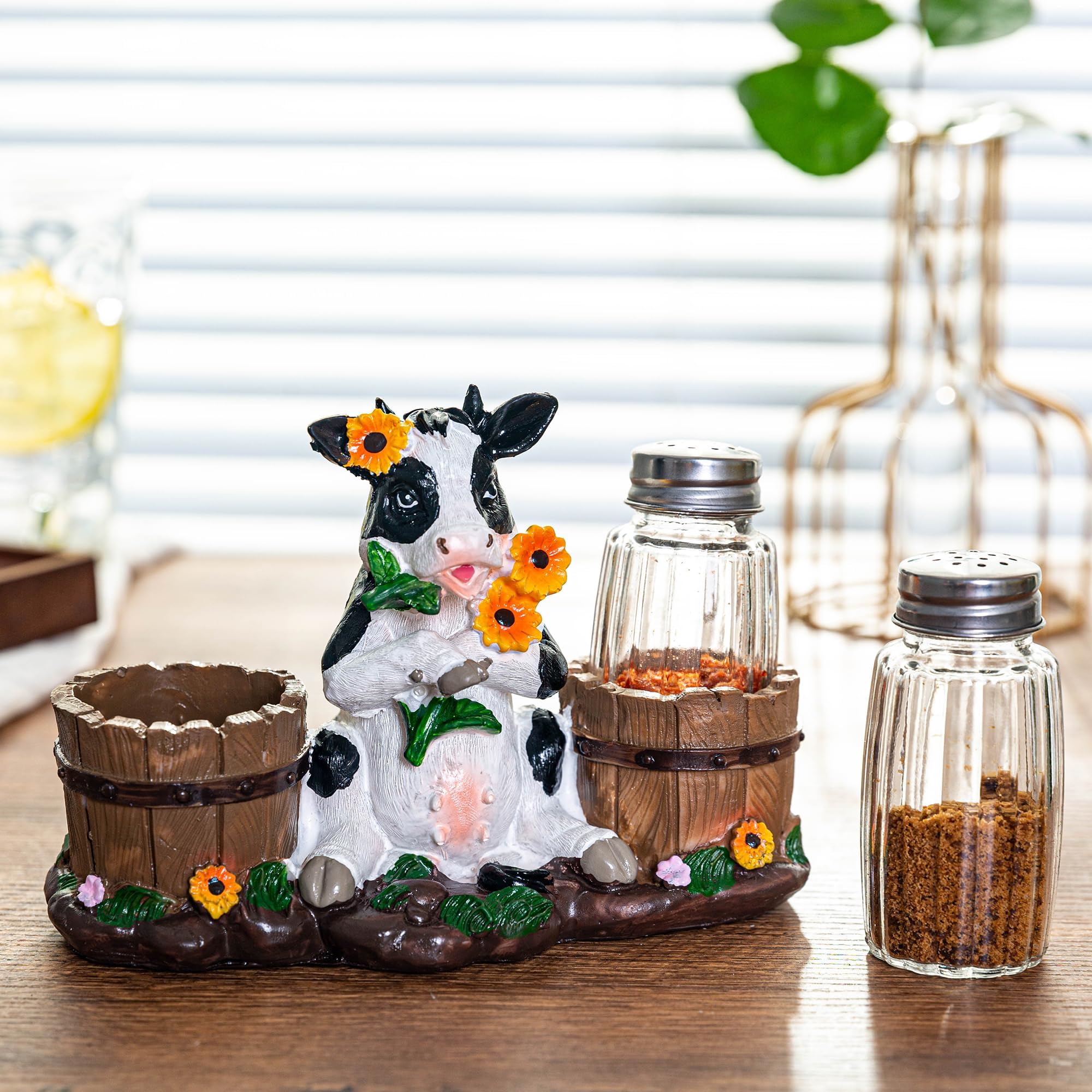 Amazon.com: Ebros Sunflower Bovine Cow With Two Country Barrels ...