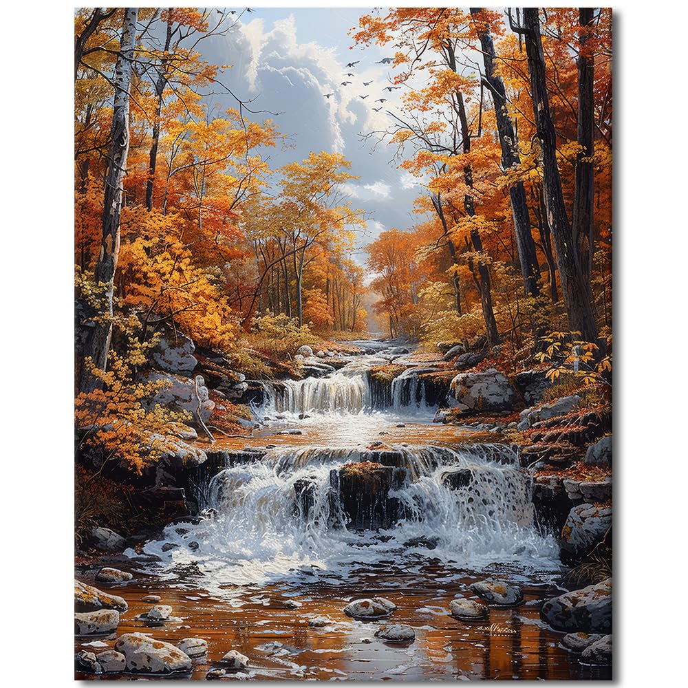 Amazon.com: TFIAVSIN DIY Painting by Numbers for Adults, Autumn Forest ...