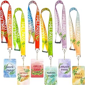 Eucalyptus Hall Pass for Classroom Lanyards 6 Pack School Library ...