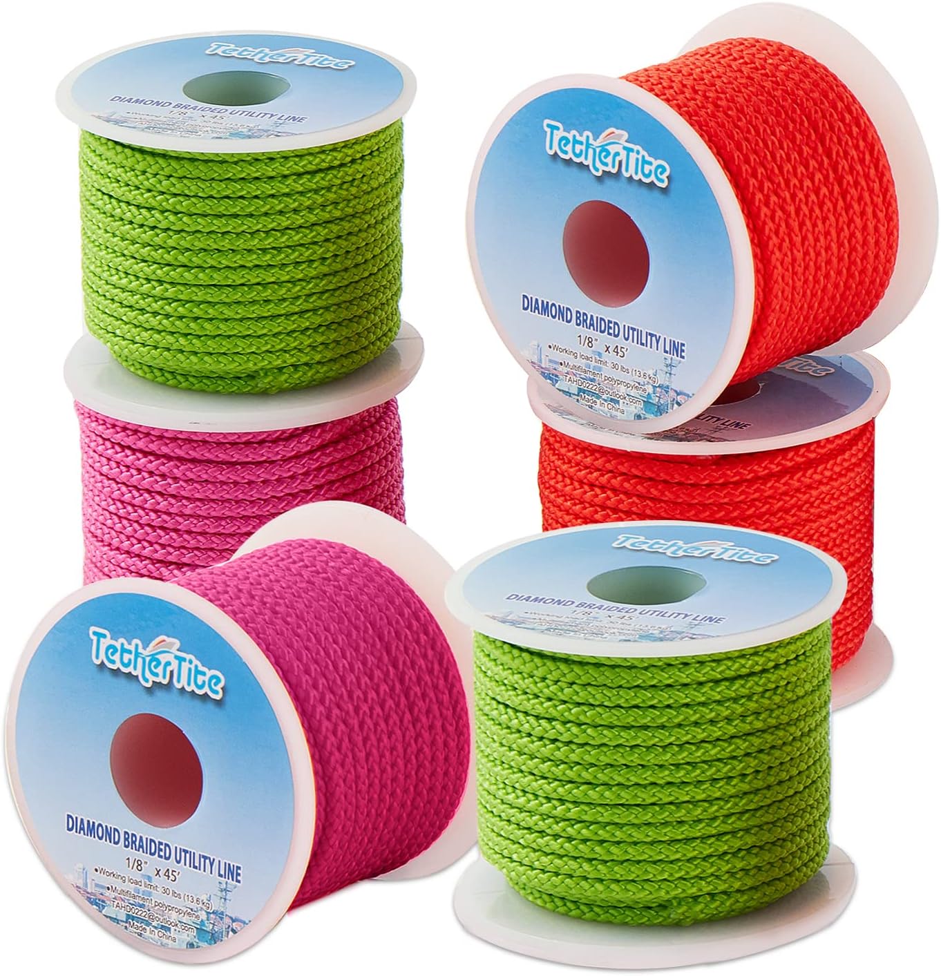Tether Tite Utility Rope, 8 Strands Nylon Rope Spool Polypropylene ...