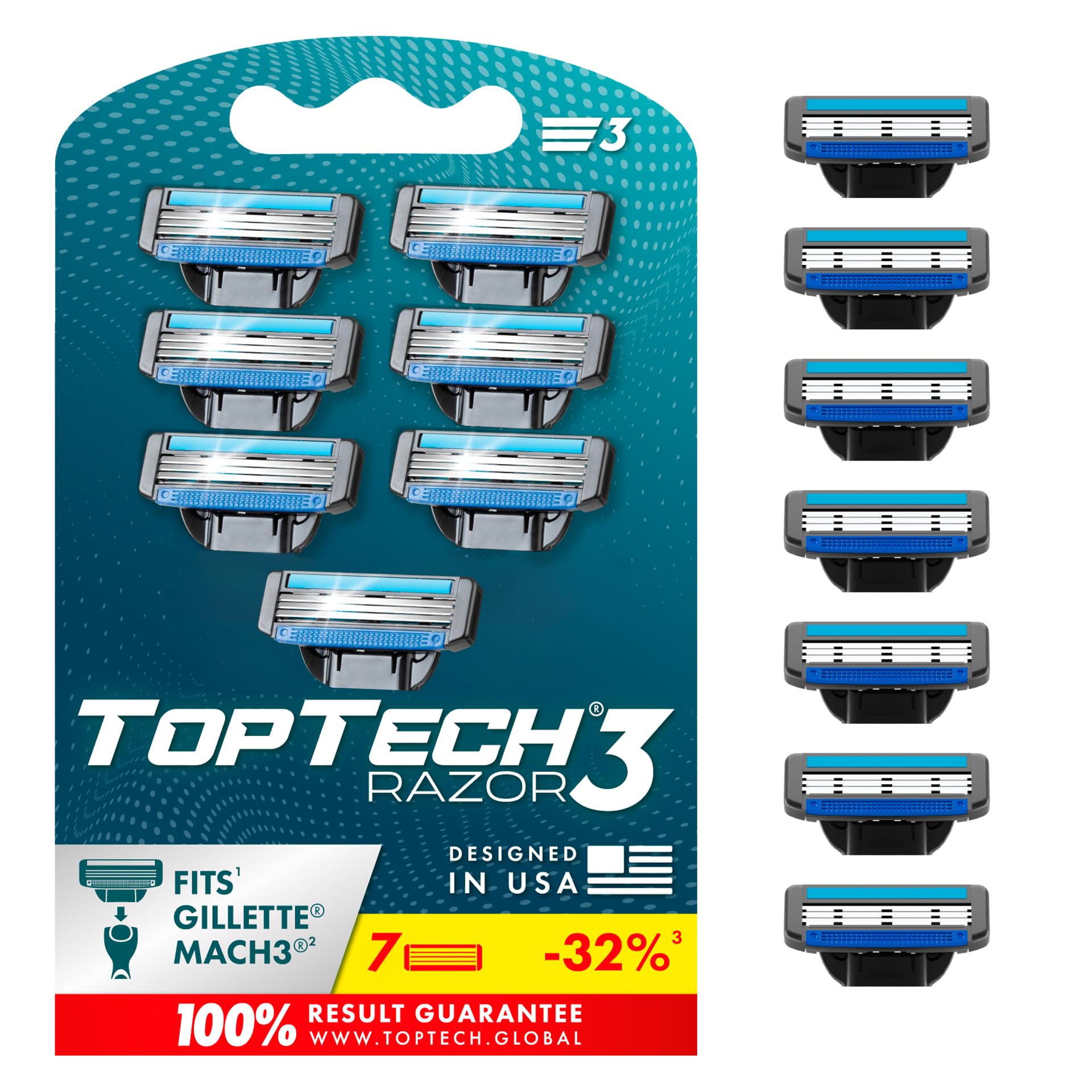 Amazon.com: TopTech Razor 3 for Men - Replaceable Cartridges for Manual ...