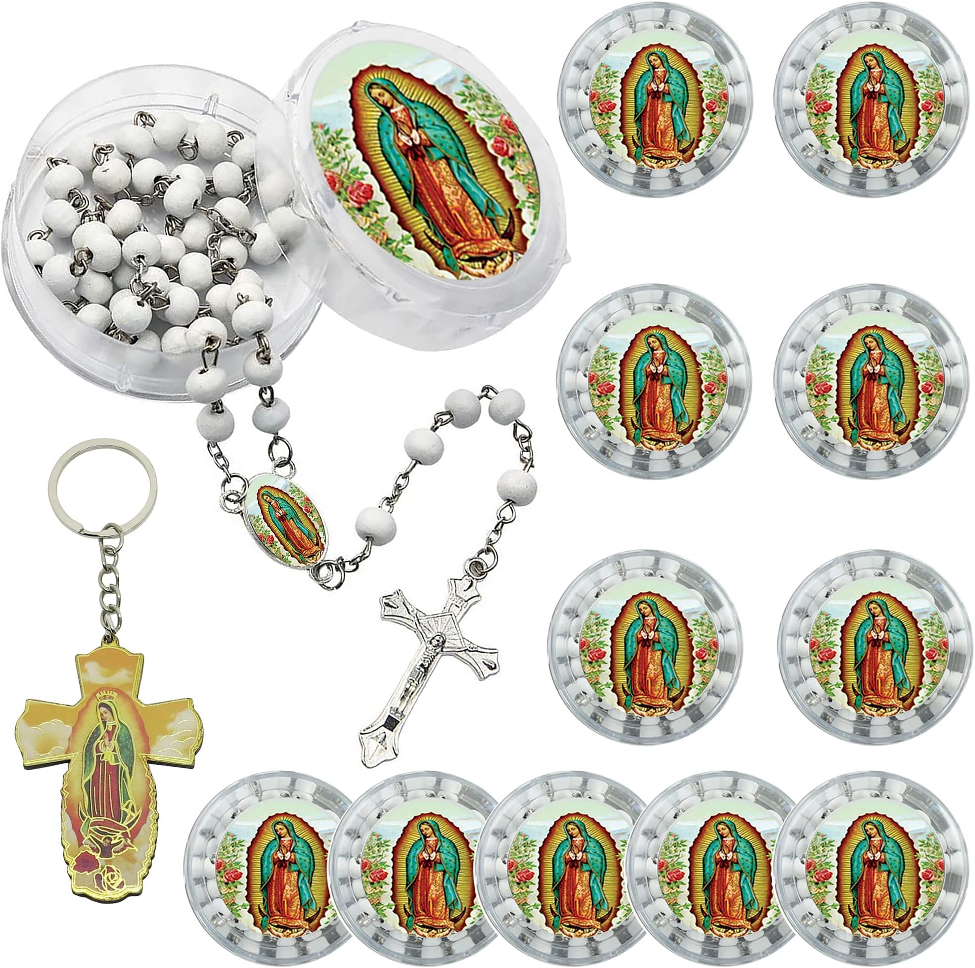 Amazon.com: CLGIFT 12 X Wholesale Bulk Rosary Long Faux Pearl Rosary ...