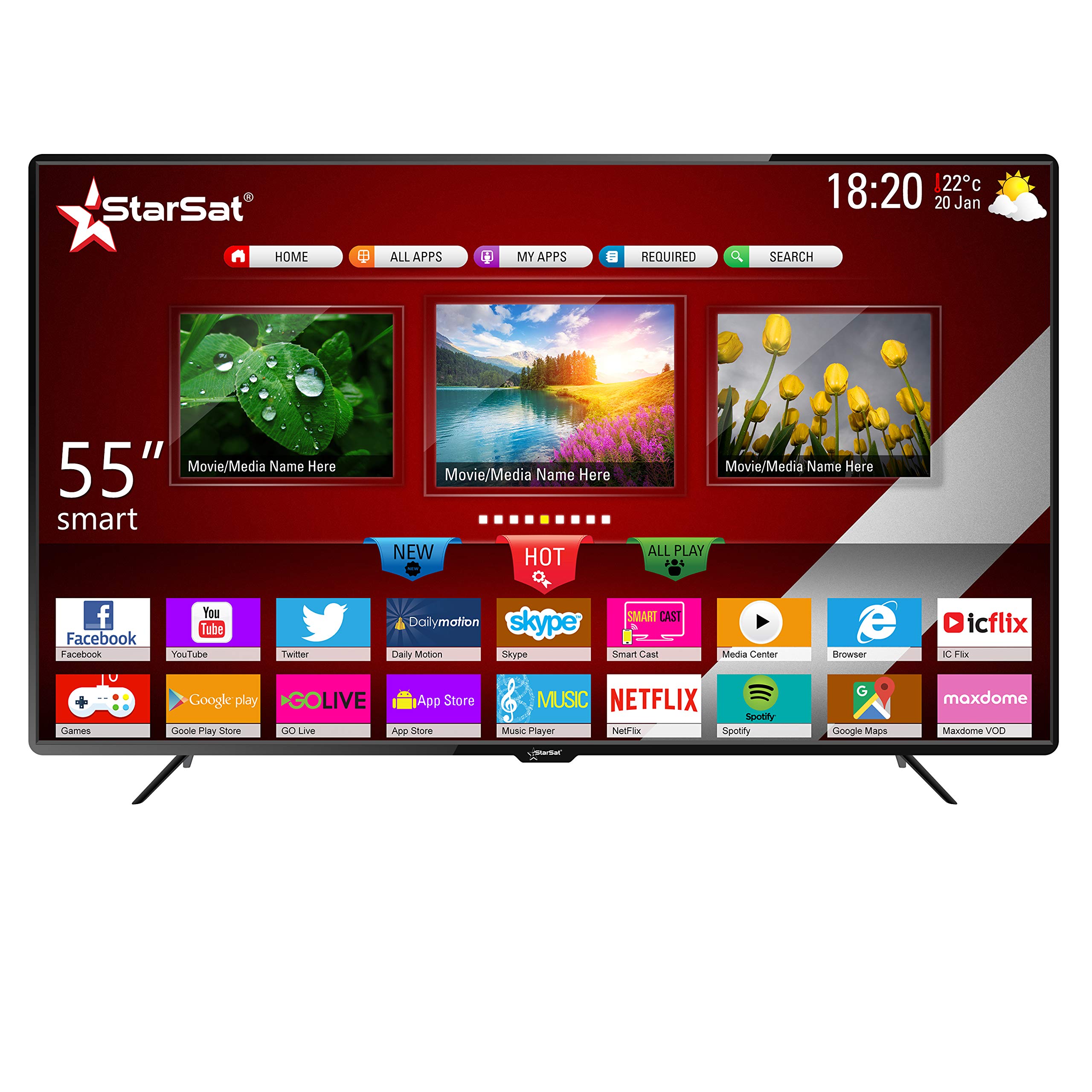 Buy StarSat 55" Full HD Android9.1 Smart LED TV, 1x2.4Ghz and 1x90 ...