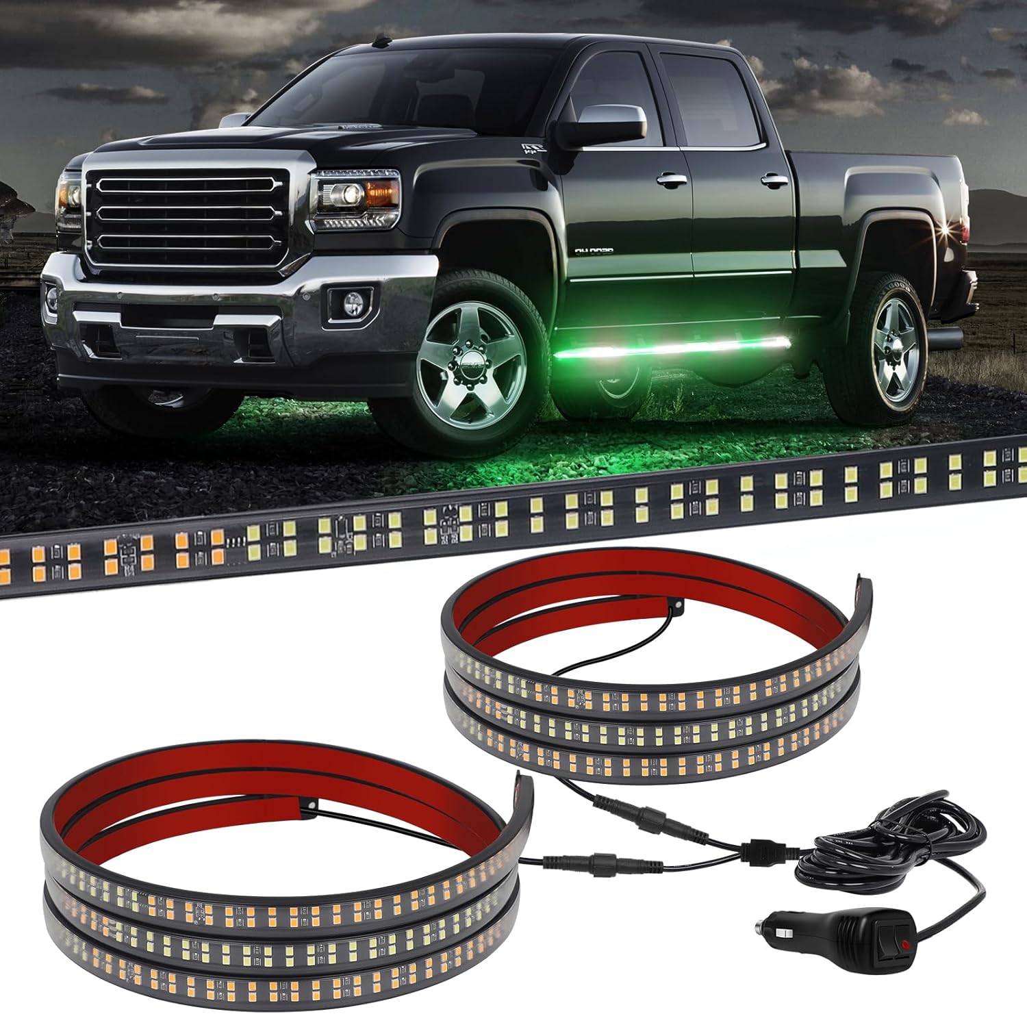 Amazon.com: XRIDONSEN 2PCS 70 inch Truck Green White Emergency Lights ...