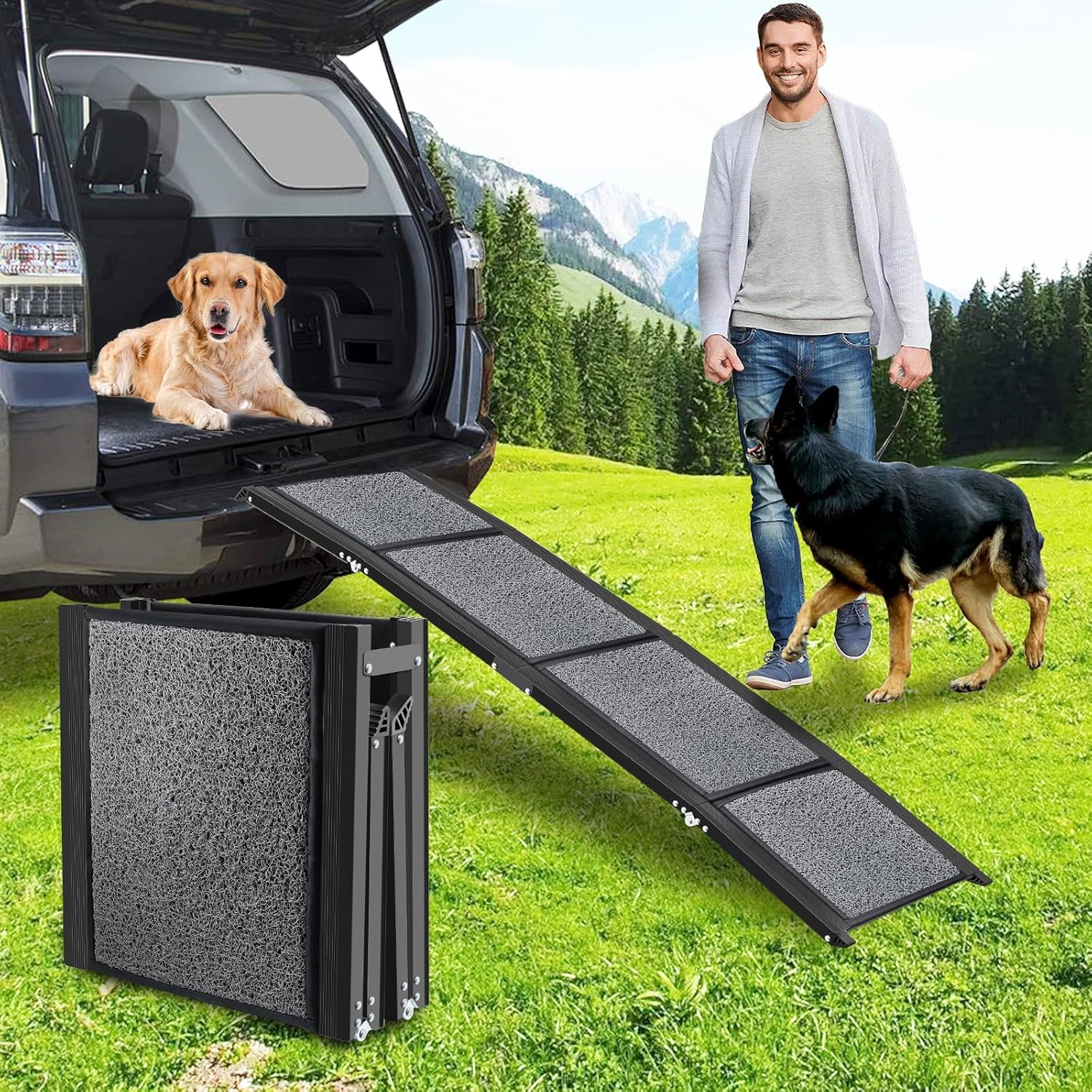 Amazon.com : Dog Ramp for Car,MuzeFansi Portable Folding Pet Stair Ramp ...